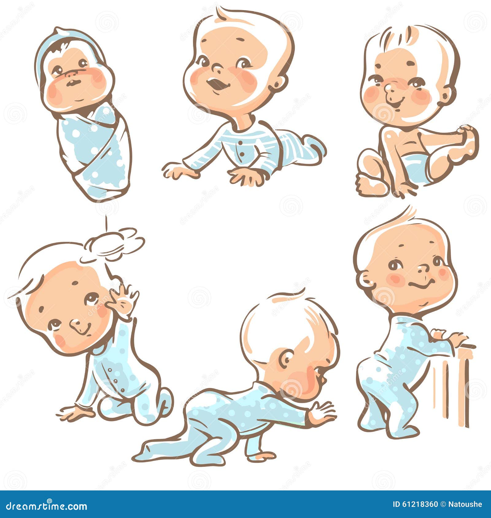 Bebés lindos en ropa azul ilustración del vector. Ilustración de ropa ...