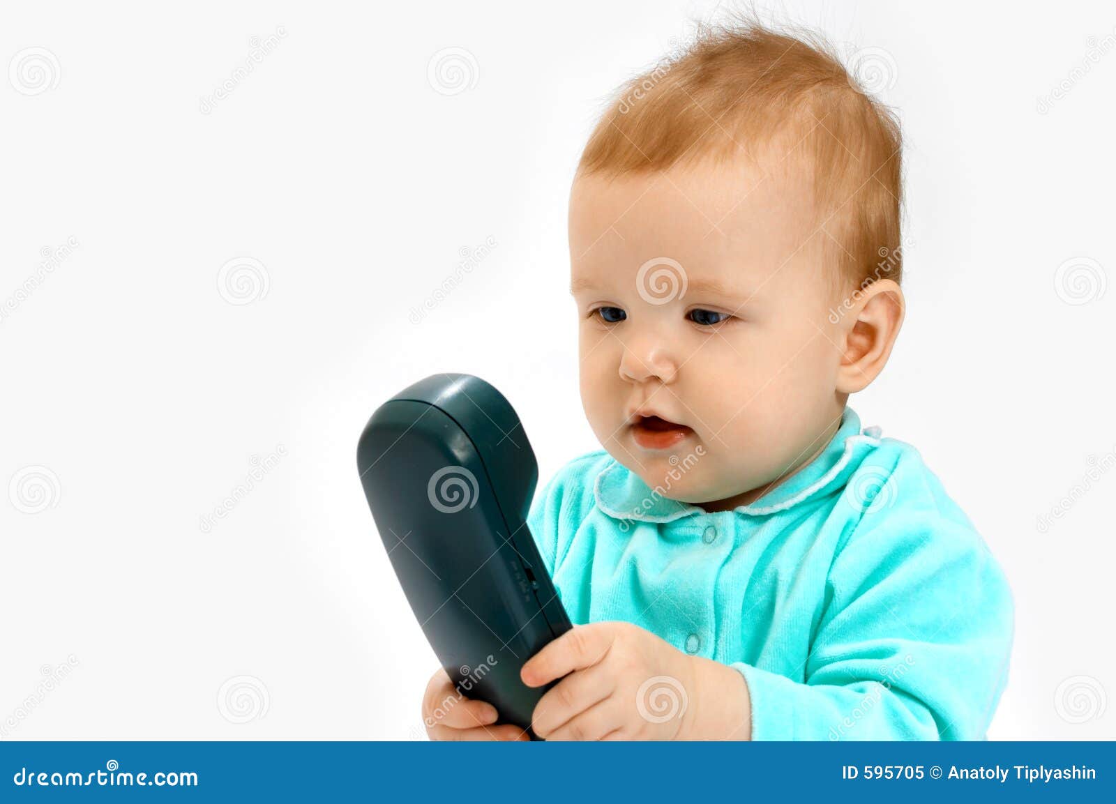 Bebê e telefone imagem de stock. Imagem de pilha, sobre - 595705