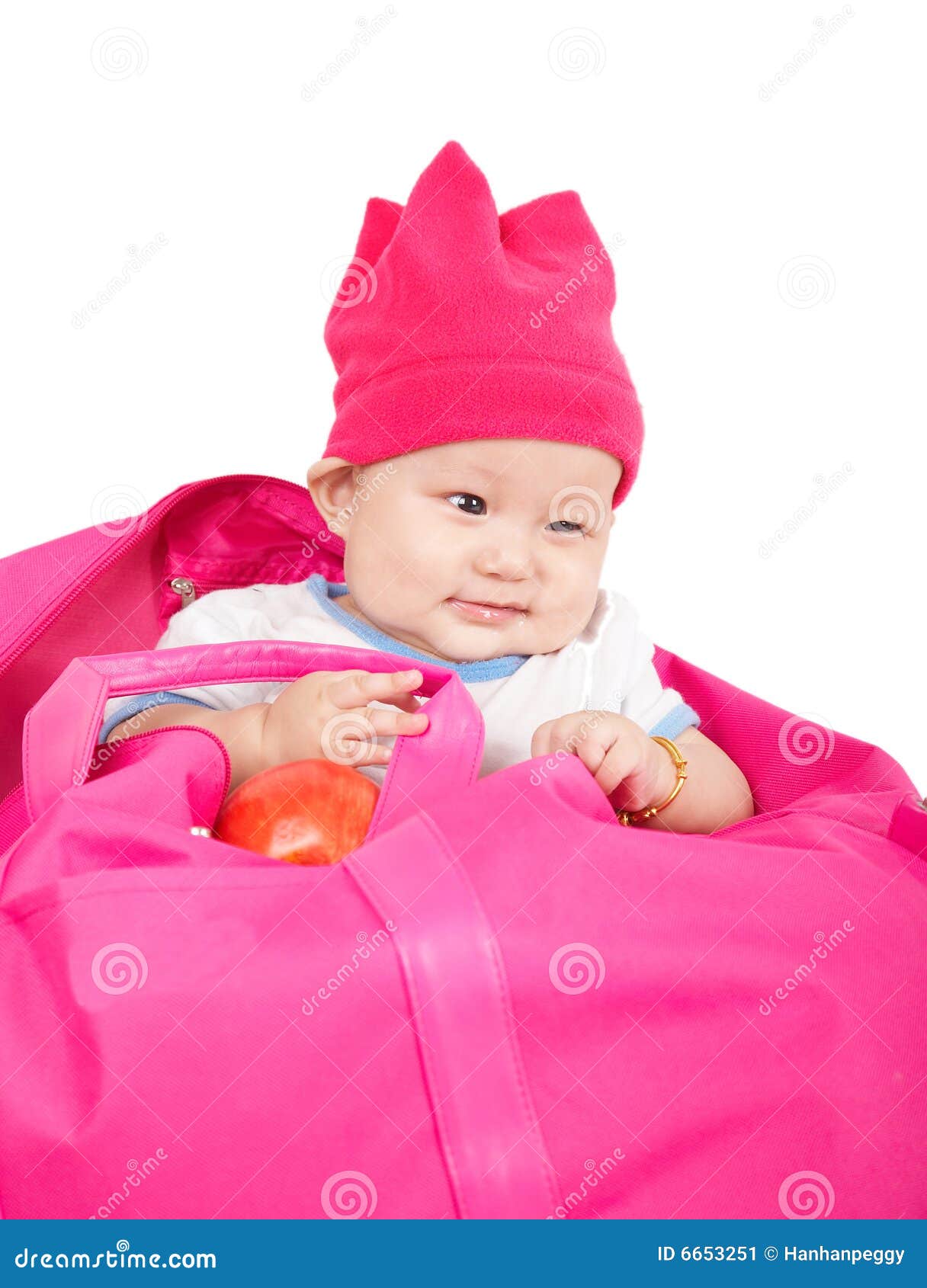 Bebê Inocente Em Um Saco Cor-de-rosa Imagem de Stock - Imagem de fofo ...