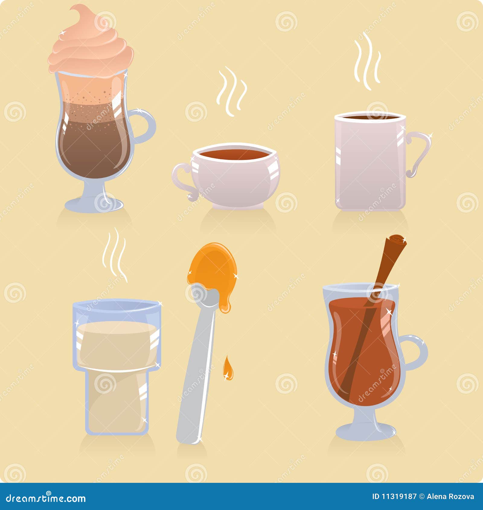 Bebidas calientes lindas ilustración del vector. Ilustración de ...