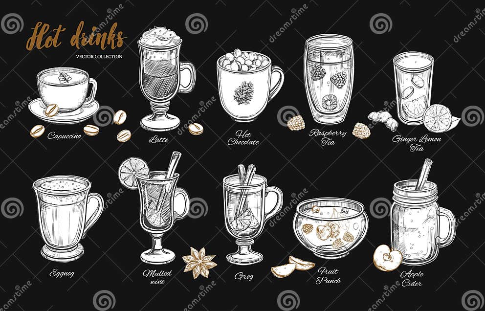 Bebidas calientes Vector ilustración del vector. Ilustración de cocina ...