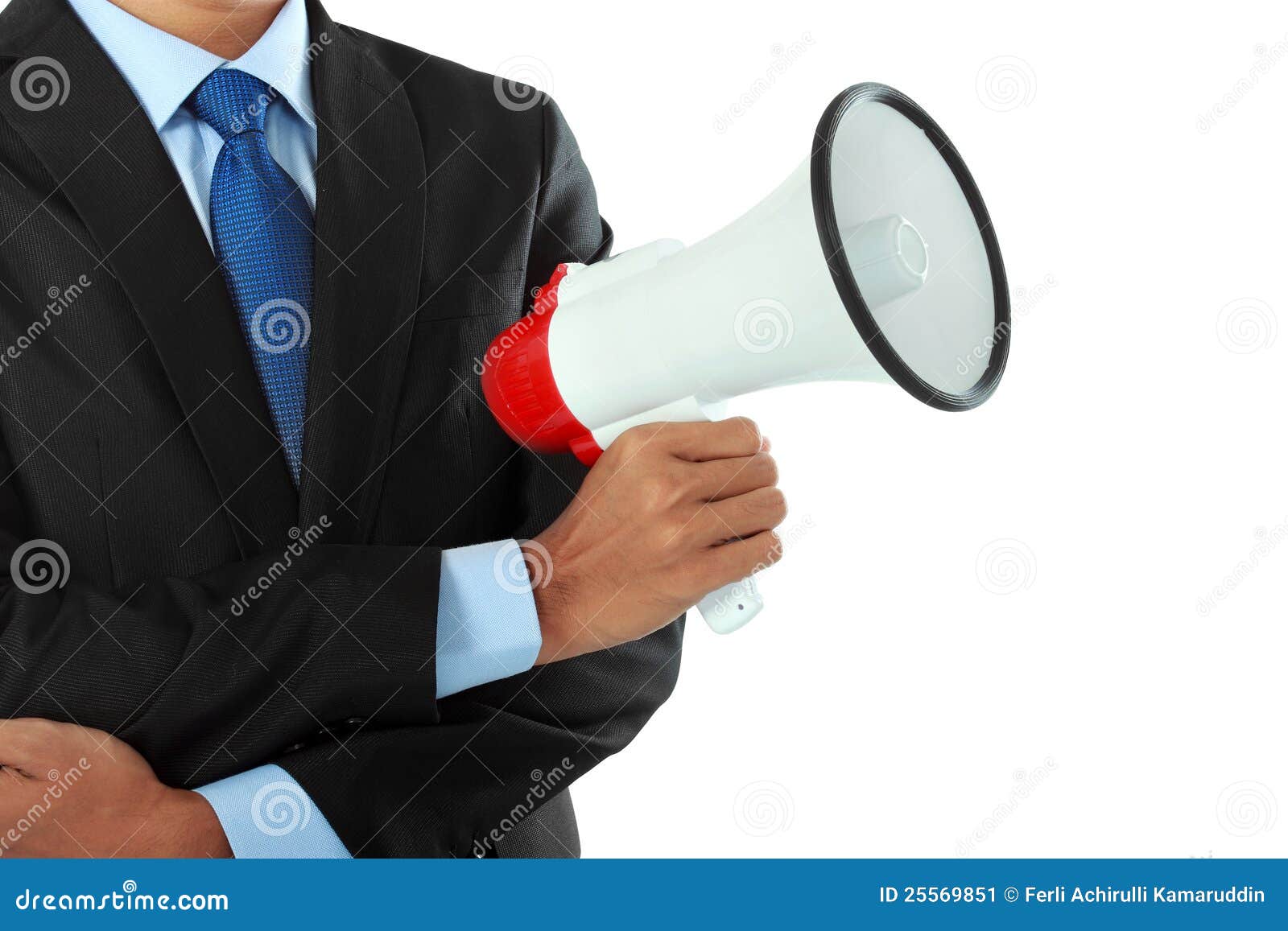 Bebouwd Beeld Van De Megafoon Van De Mensenholding Stock Afbeelding ...