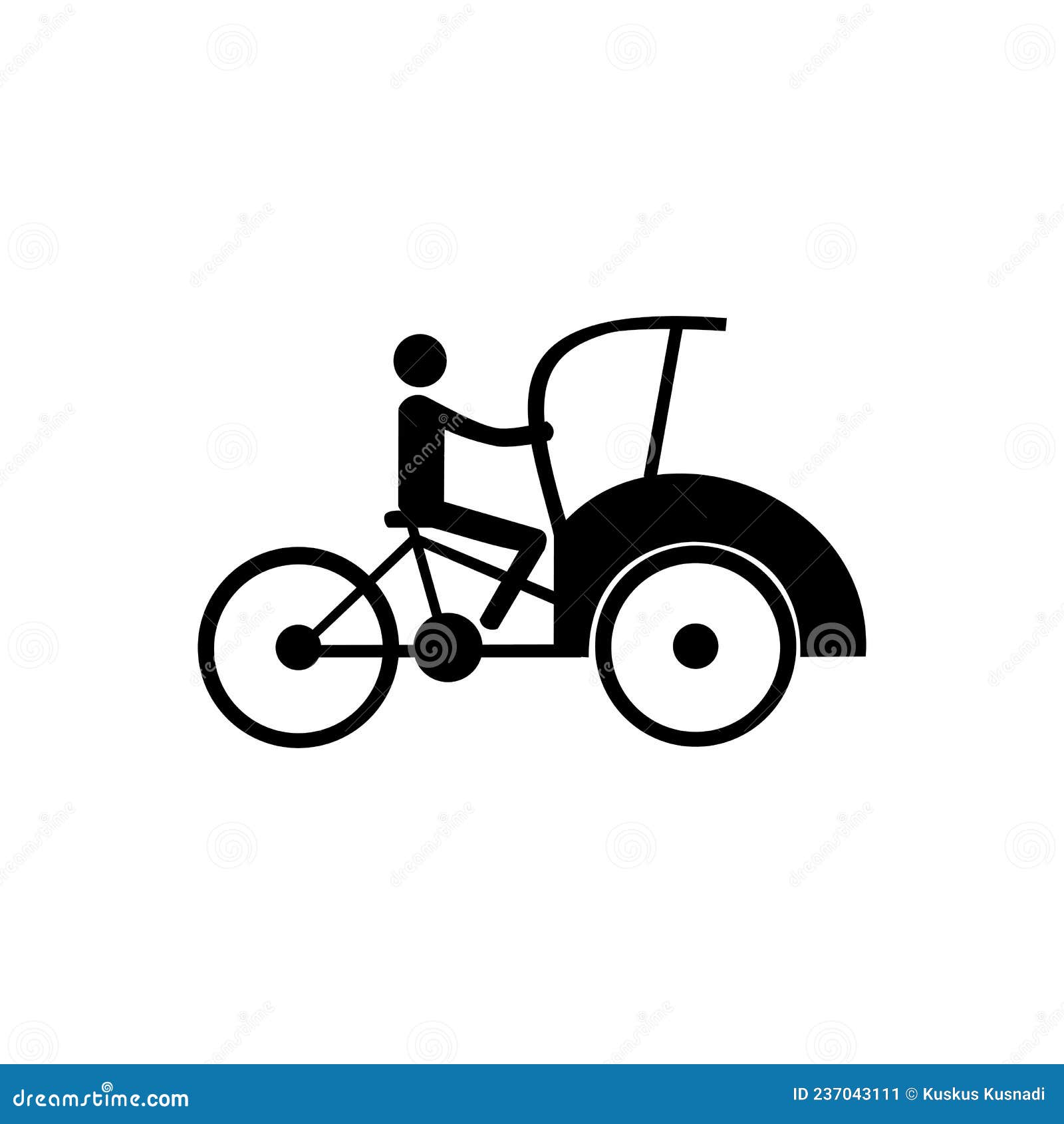 Becak Rickshaw Indonesia Jakarta Icon Flat Vector Illustration ...