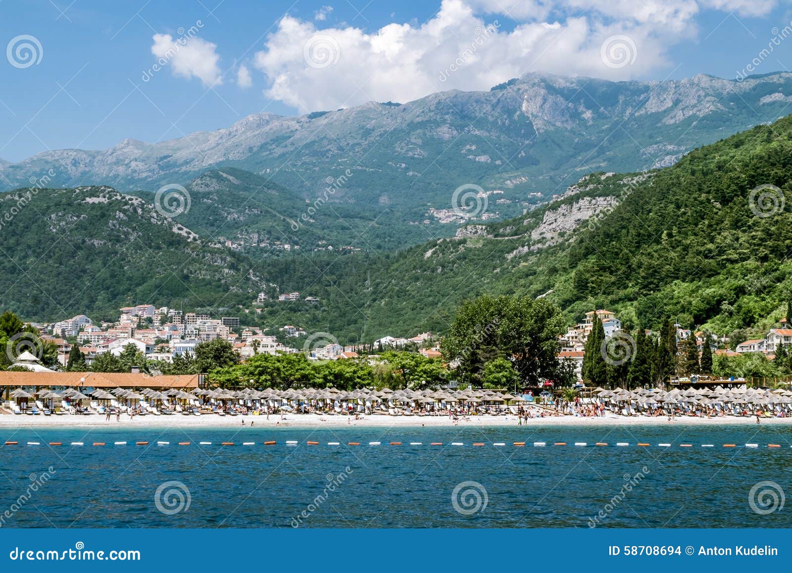 Becici Beach in Budva, Montenegro. Editorial Stock Image - Image of ...