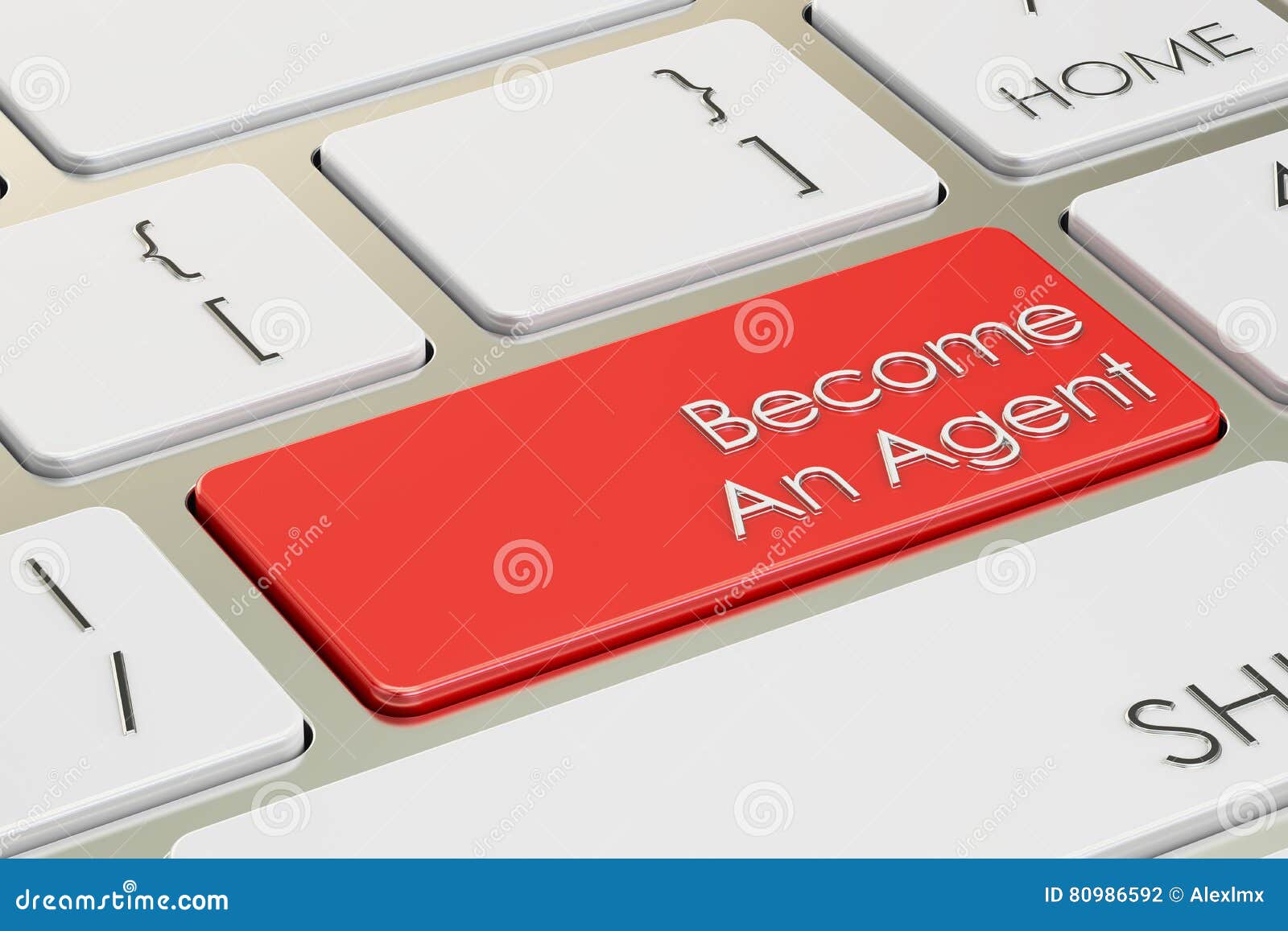 Become an Agent Button, Red Hot Key on Keyboard 3D Rendering Stock ...