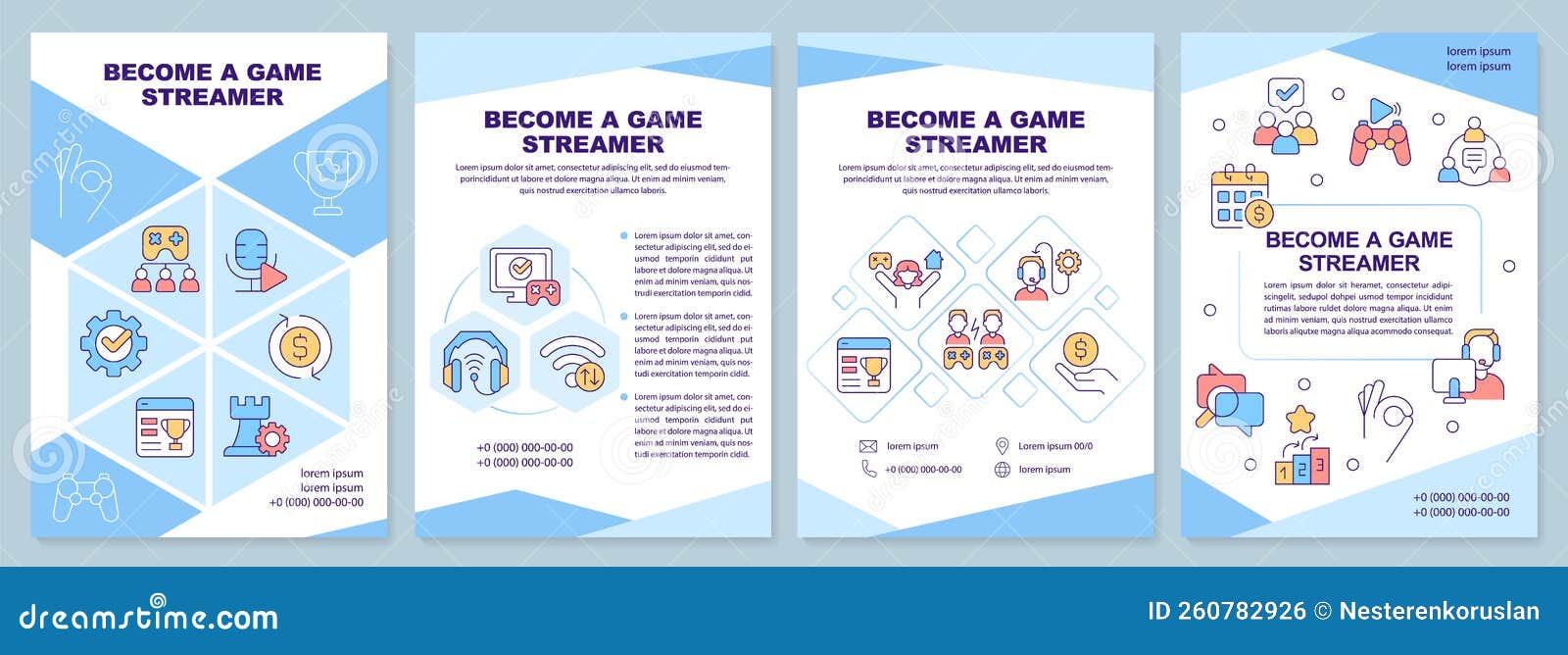 Become Game Streamer Brochure Template Stock Vector - Illustration of ...
