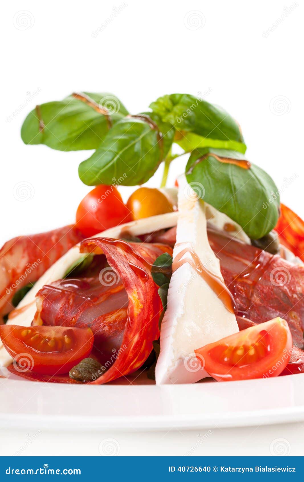 Becon Mozzarella and Tomato Salad Stock Photo - Image of lunch, fresh ...