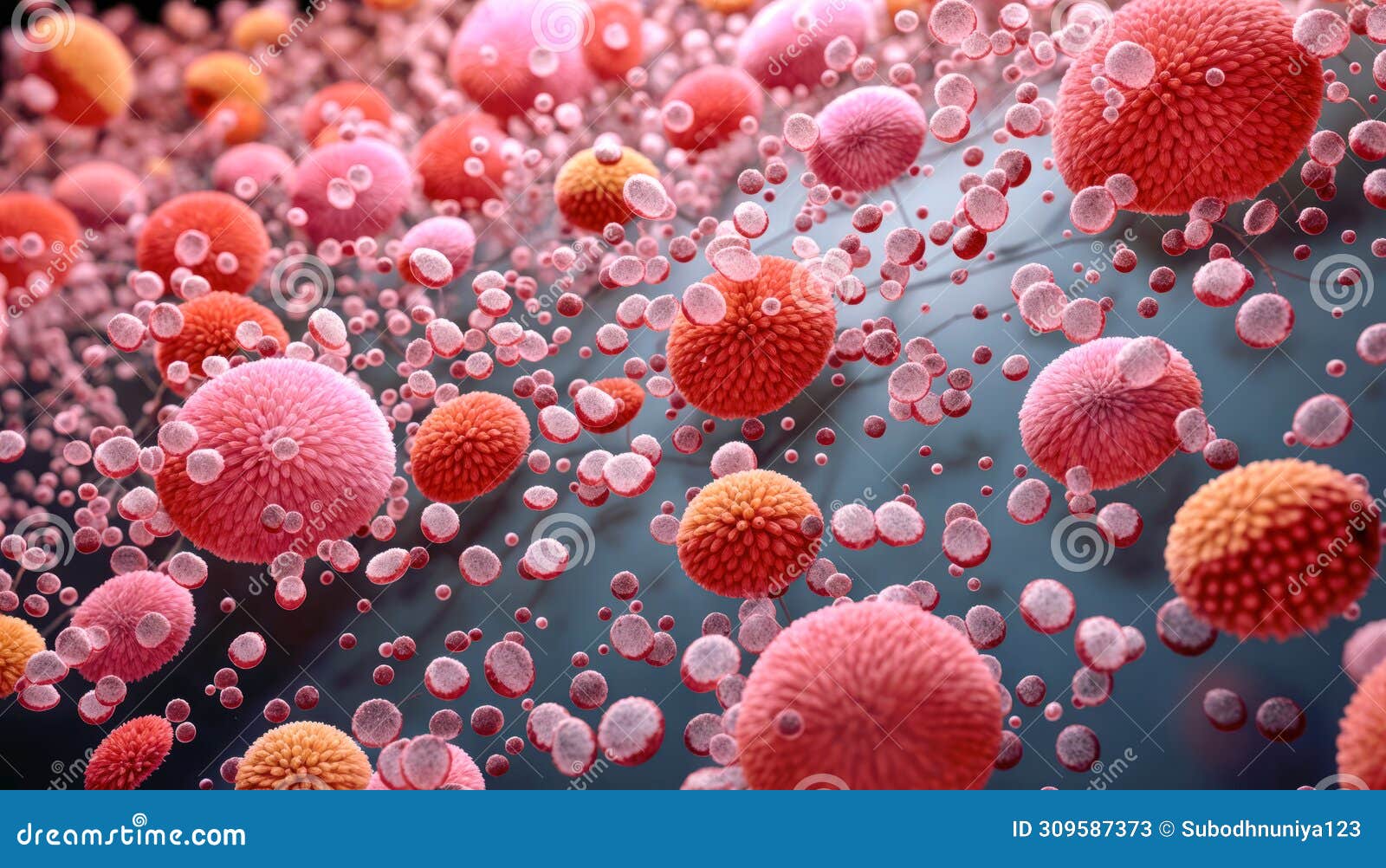 Becteria Cells in Blood Flow, Virus Cells, Red Blood Cells Stock ...