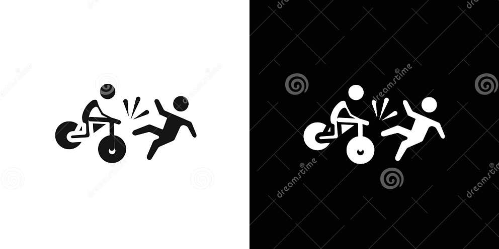 Becycle Accident Icon Flat Vector Set Outline Stock Vector ...