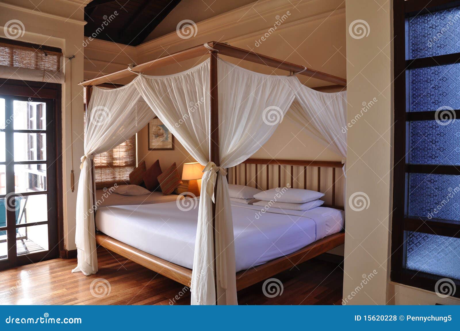 Bed stock photo. Image of villa, pillow, sleep, size - 15620228