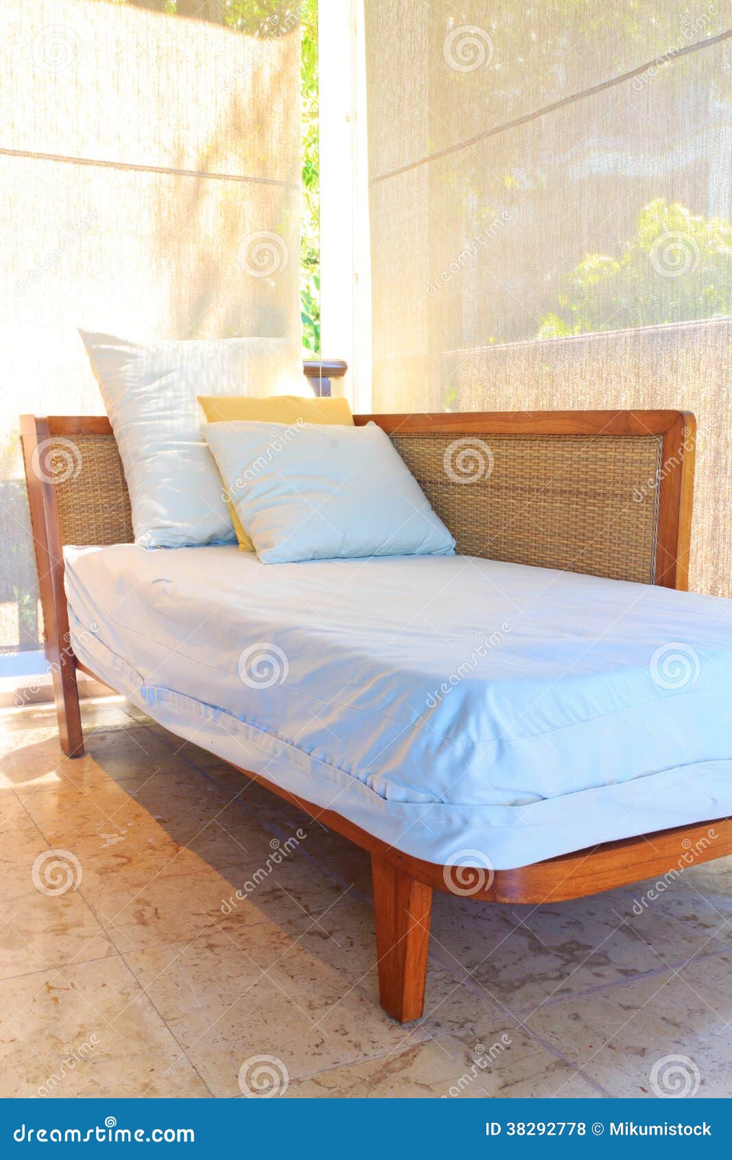 Bed on the balcony room stock photo. Image of nature - 38292778