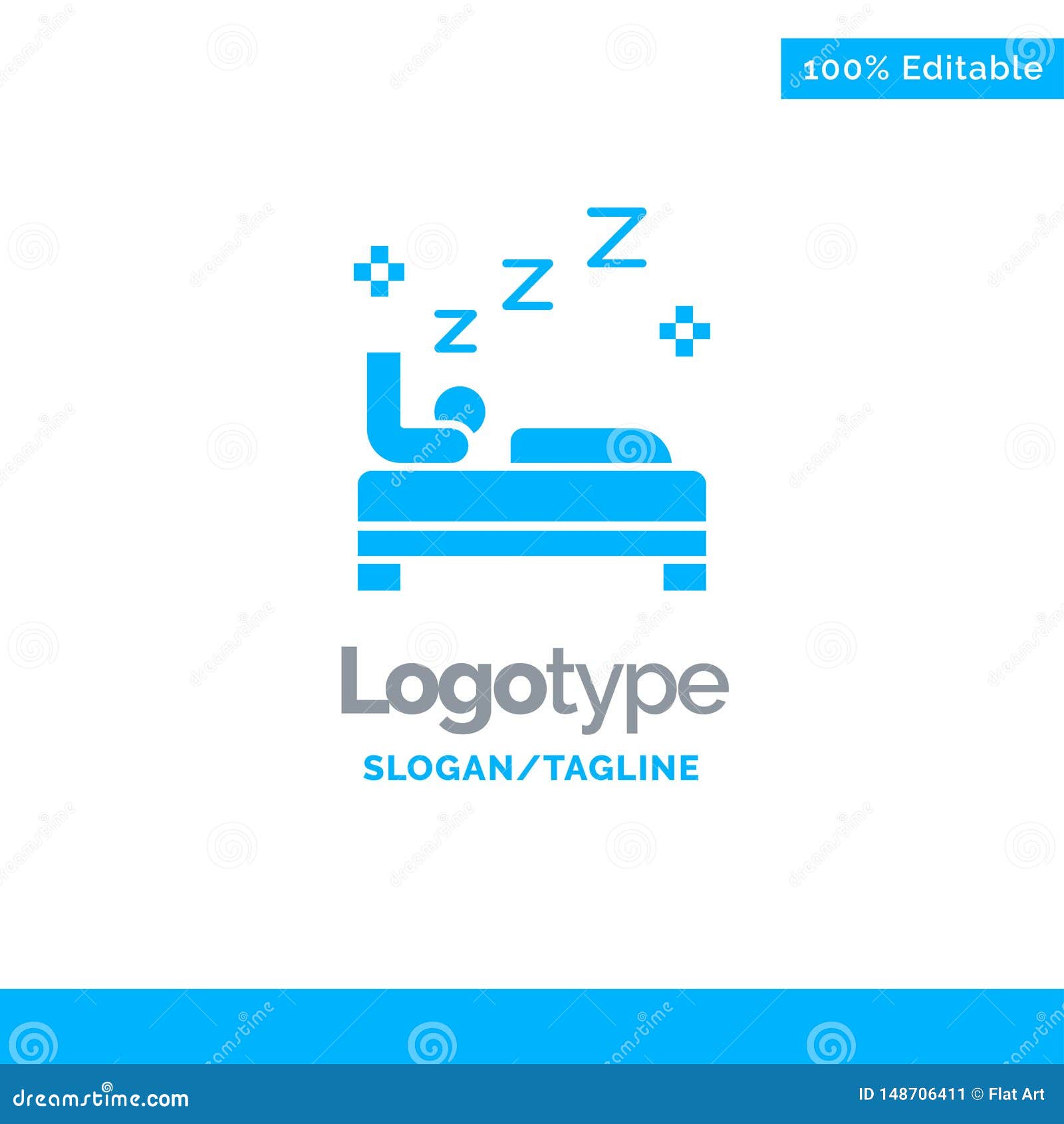 Bed, Bedroom, Clean, Cleaning Blue Solid Logo Template. Place for ...