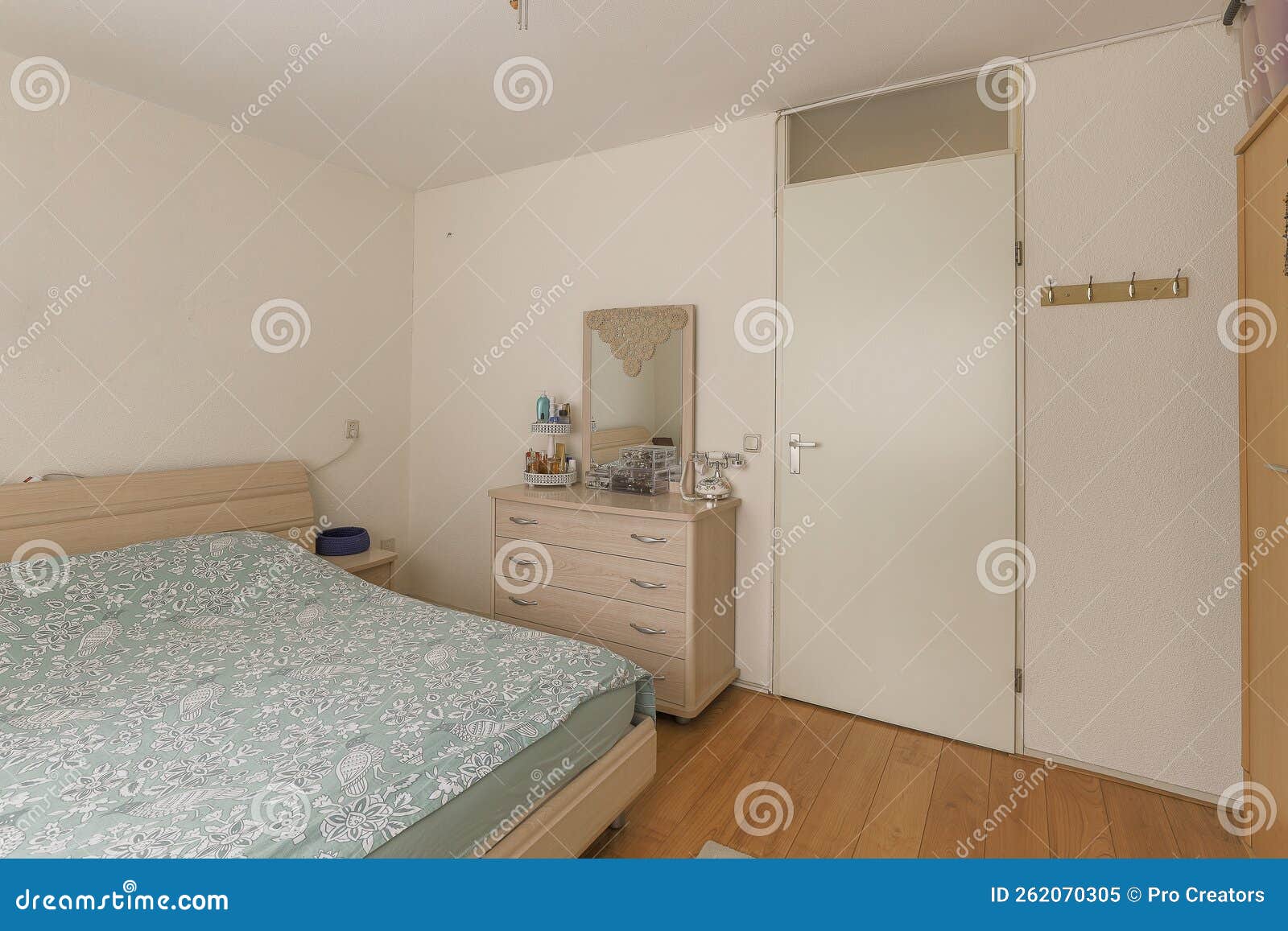 Bed and Bedside Table Near Window Stock Image - Image of bedsheet ...