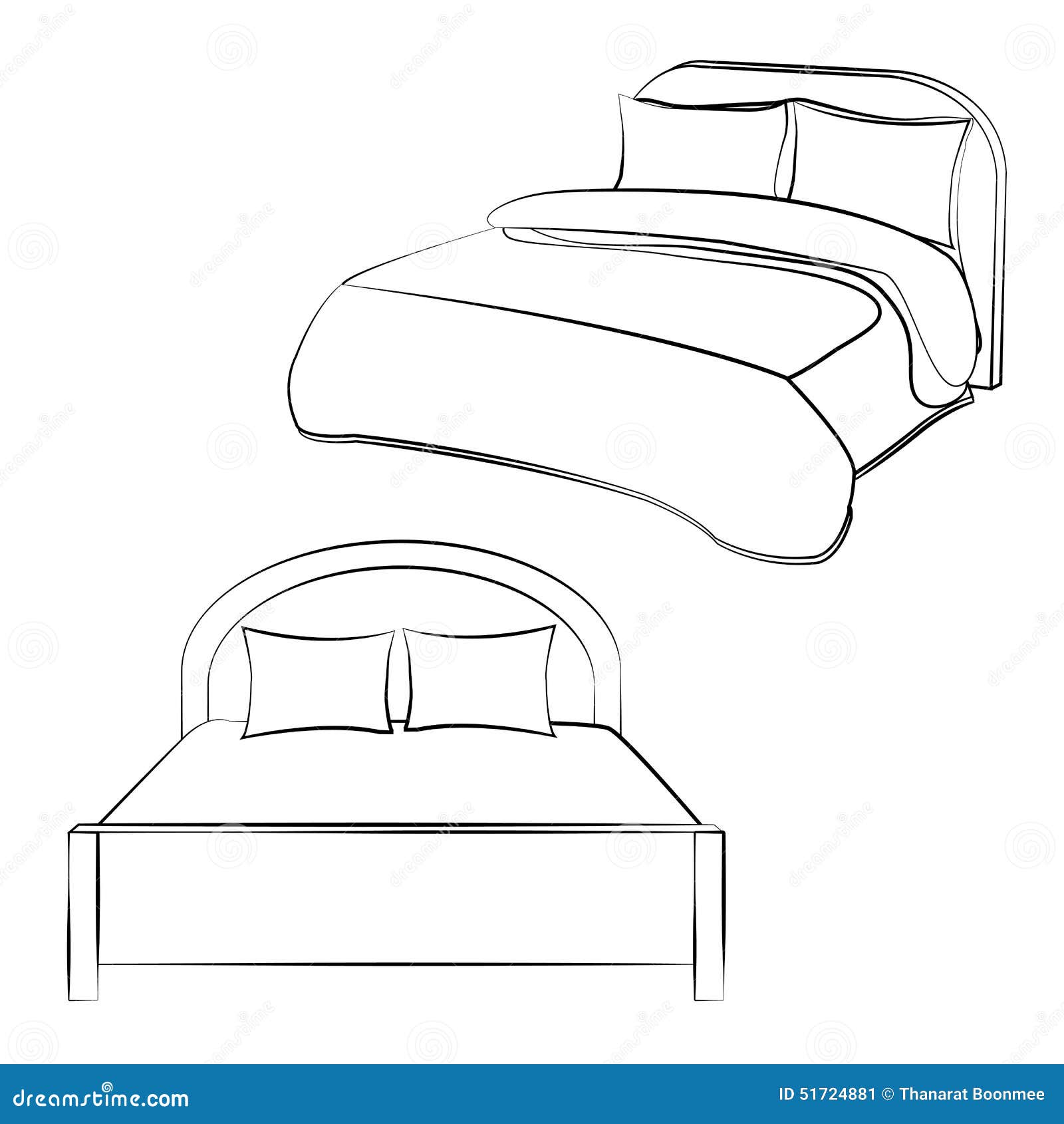 Bed stock vector. Illustration of frame, sketch, space - 51724881