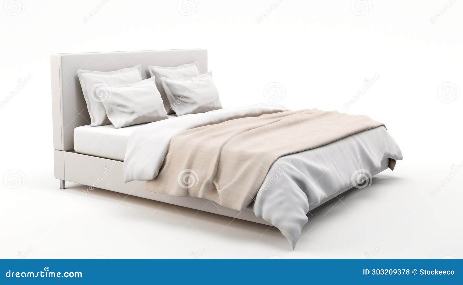 8k 3d Render of Elegant Bed with Soft Tonal Shifts Stock Illustration ...