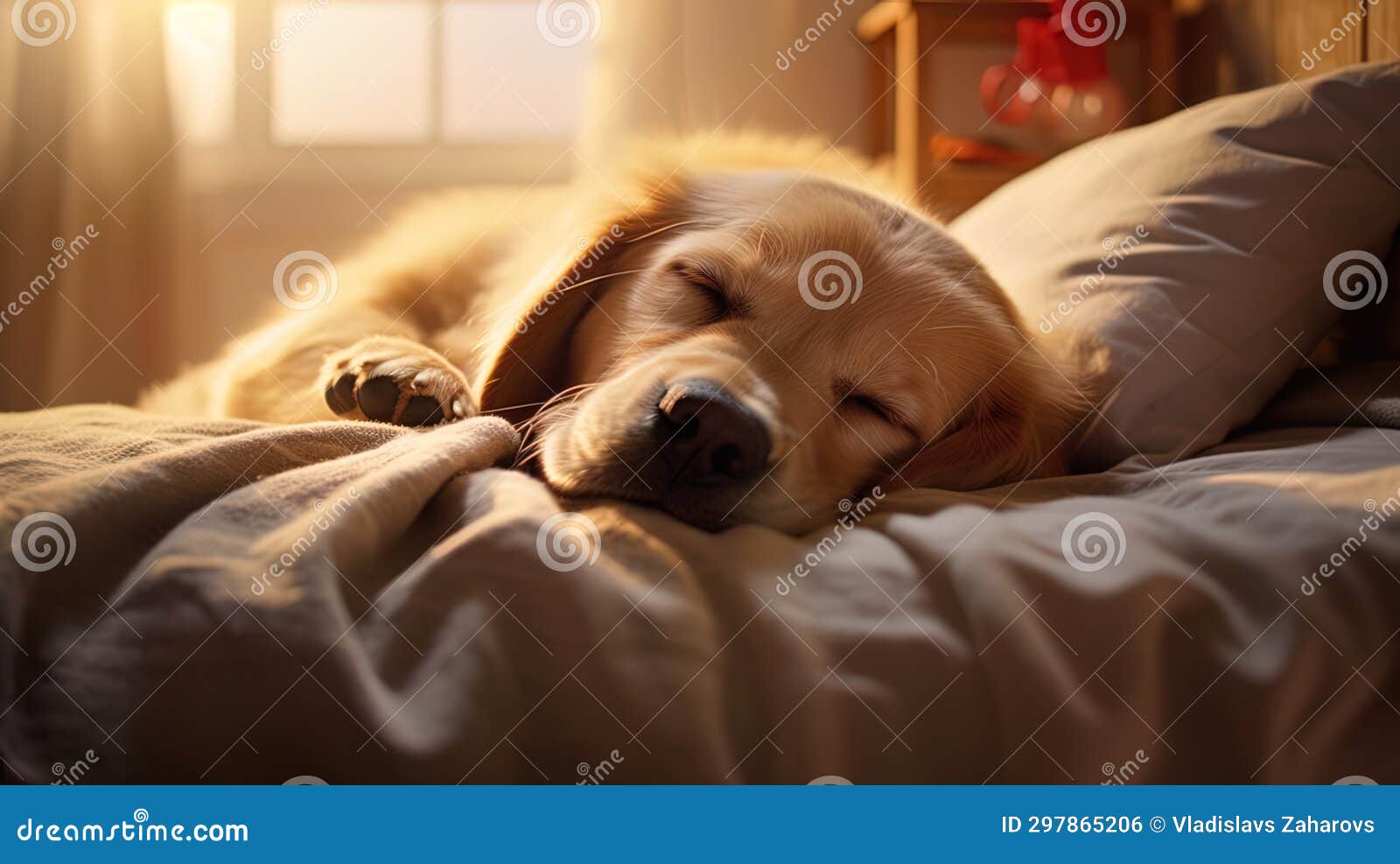 Bed Bound Dog Beams with Joy Stock Illustration - Illustration of puppy ...