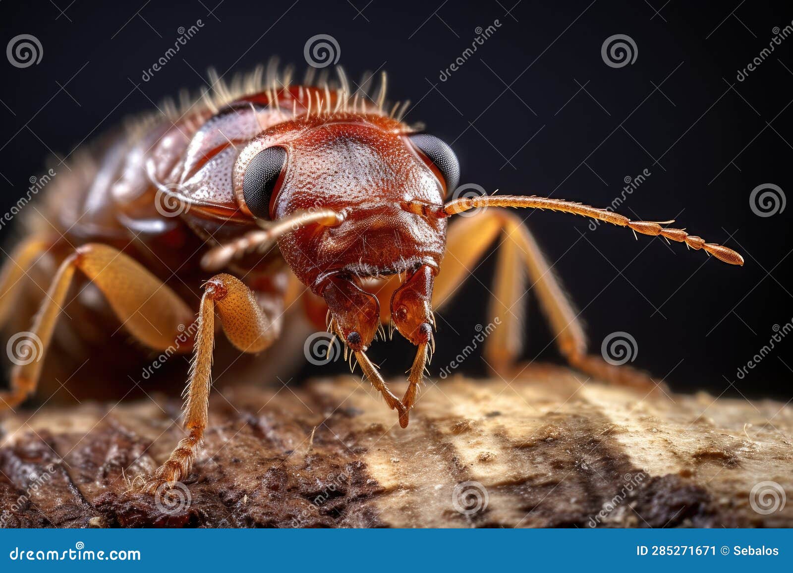 Bed Bug Macro. Cimex Hemipterus, Close Up View Stock Illustration ...