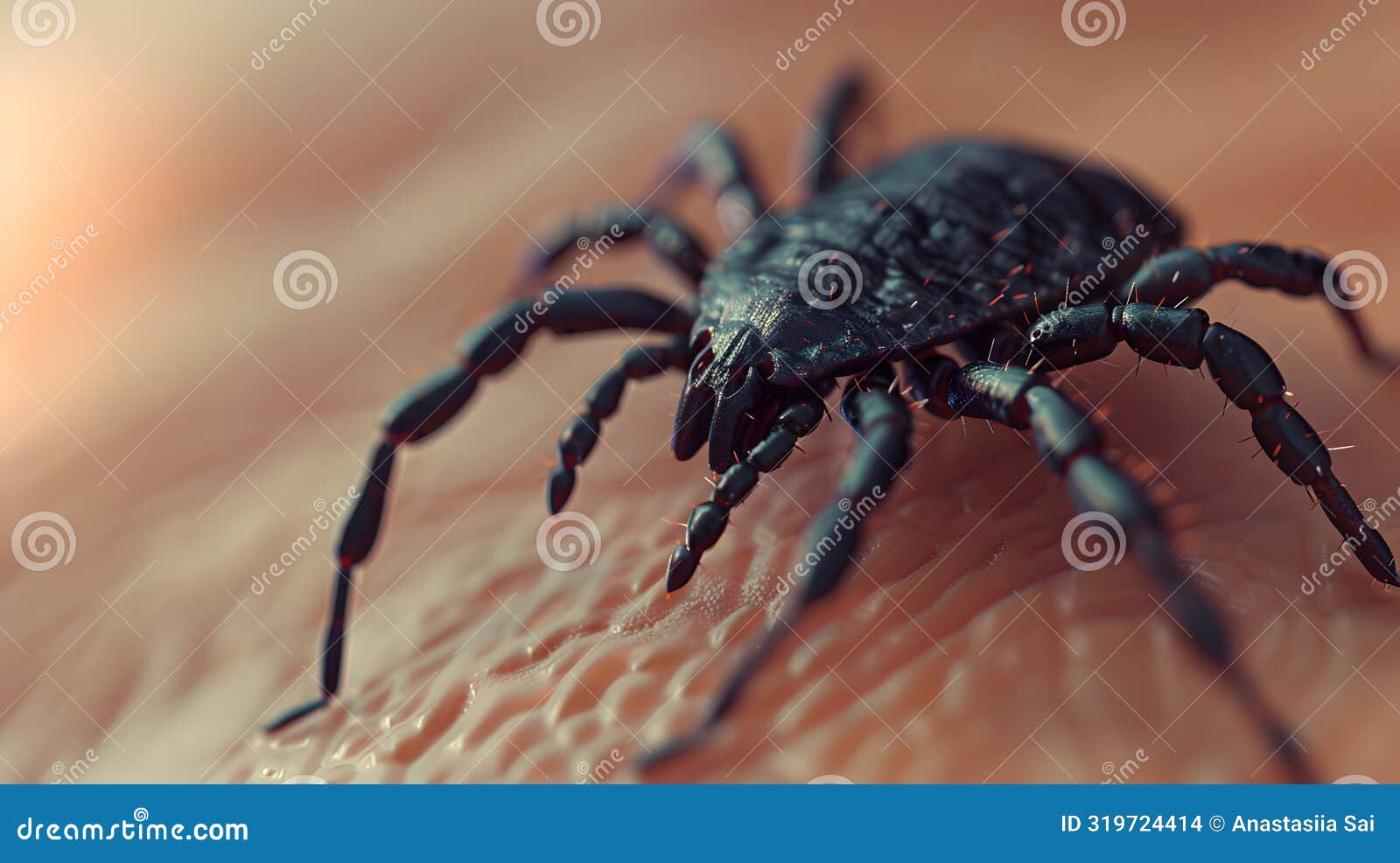 Bed bugs on human skin stock photo. Image of infestation - 319724414