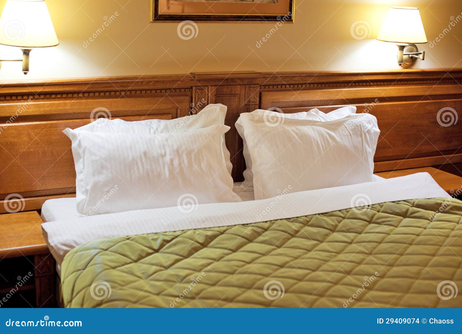 Bed closeup view stock photo. Image of home, light, pillow - 29409074