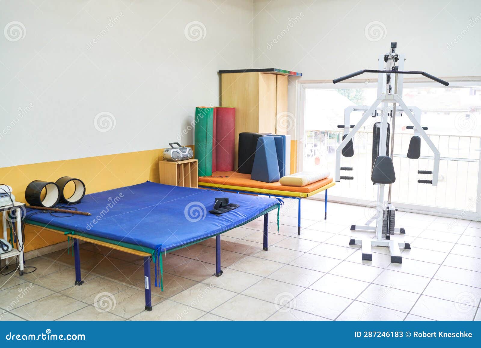 Bed and Exercise Equipment in Rehabilitation Center Stock Image - Image ...