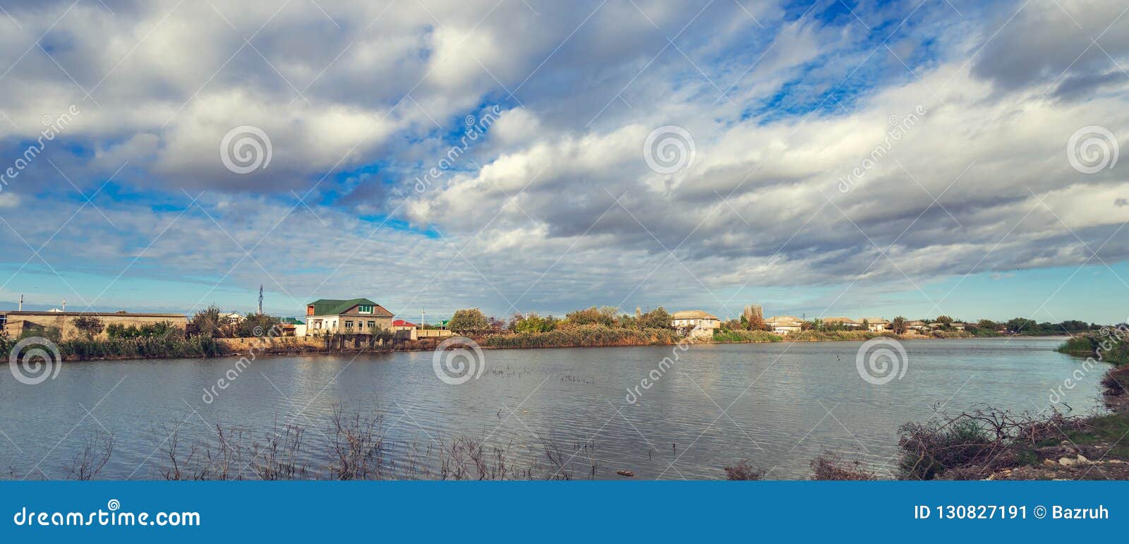 Bed of the flat river stock image. Image of clouds, coast - 130827191