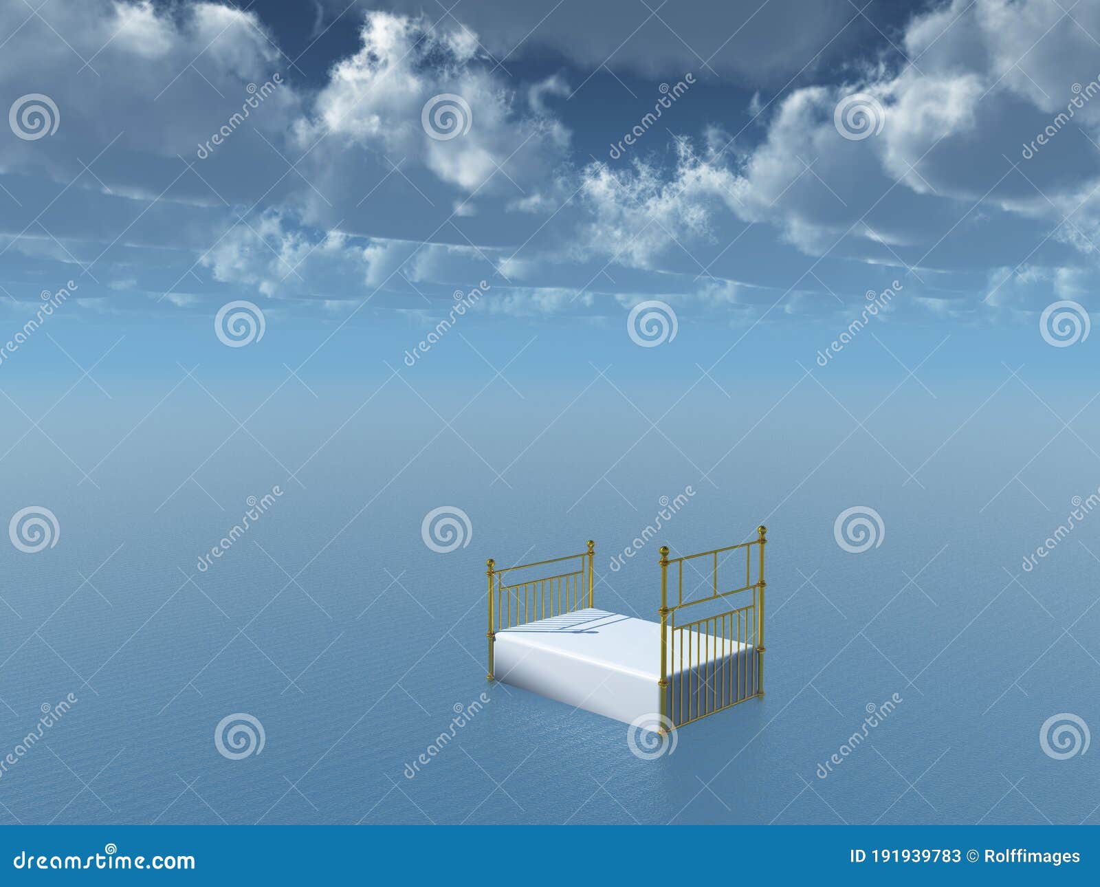 Bed floats in still water stock illustration. Illustration of bedroom ...