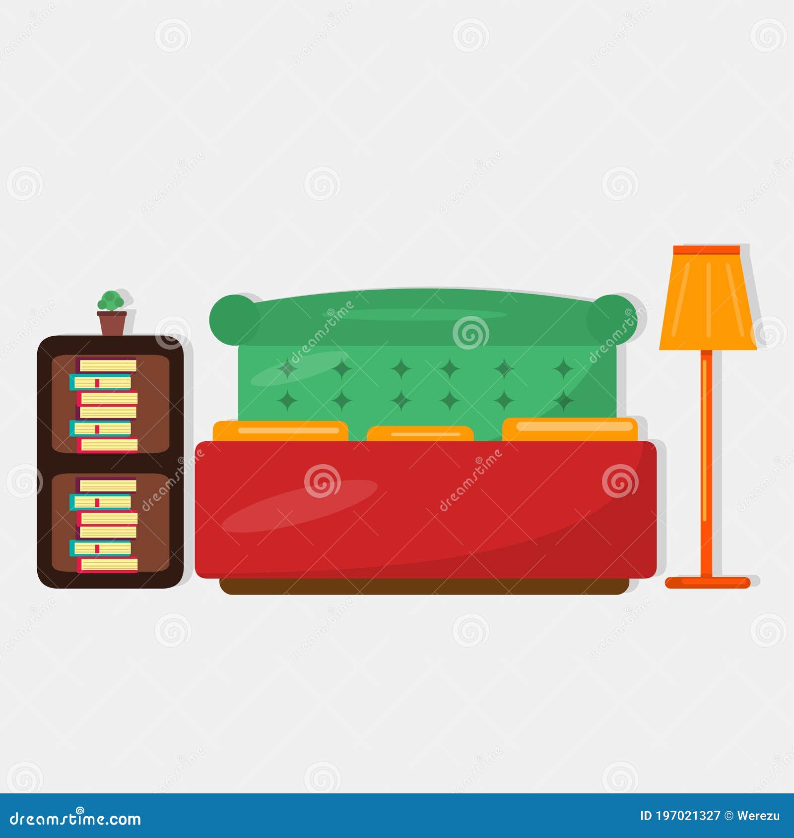 Bed Front View Isolated Vector Illustration in Flat Style Stock Vector ...