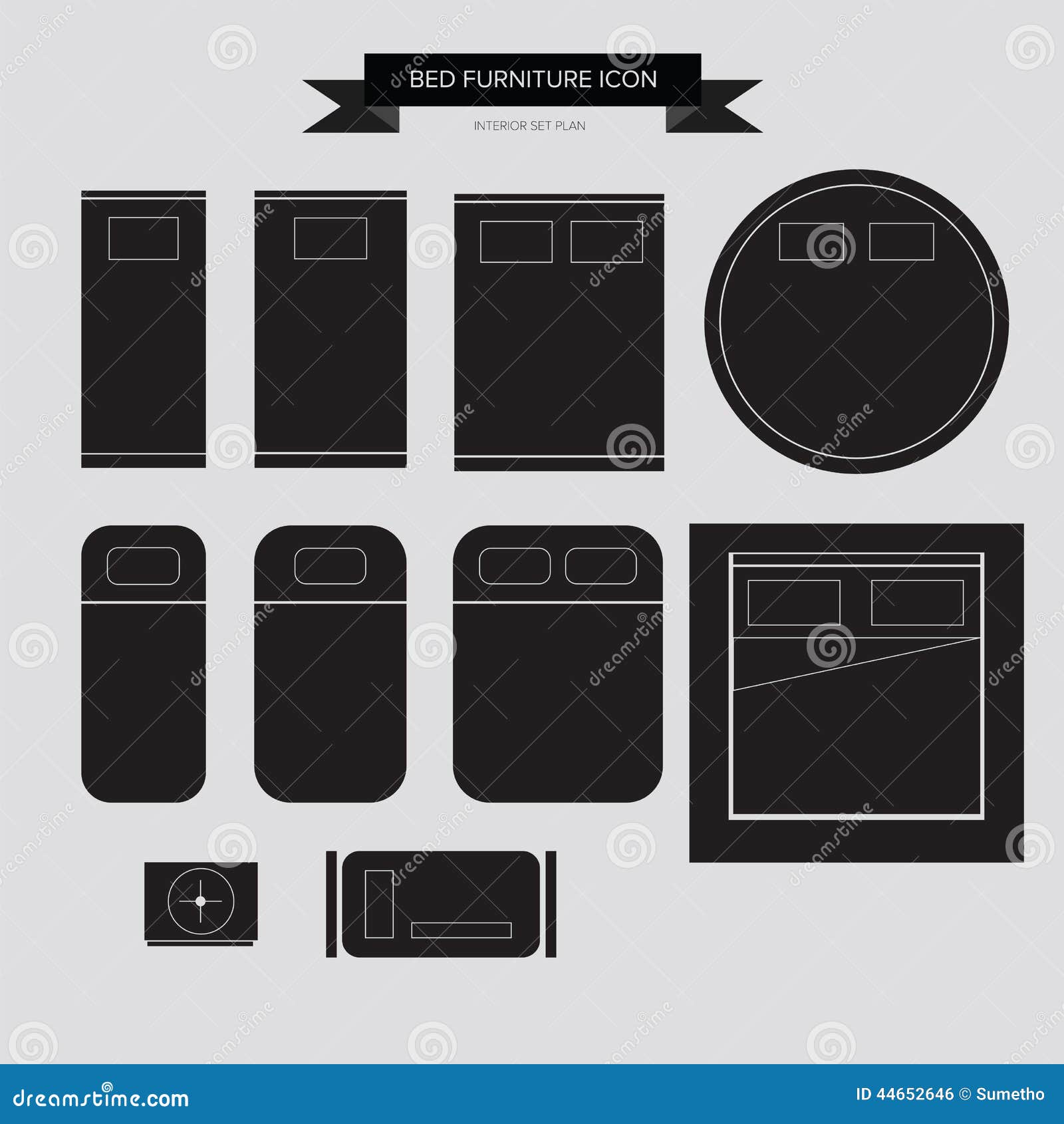 Bed Furniture Icon stock vector. Illustration of graphic - 44652646