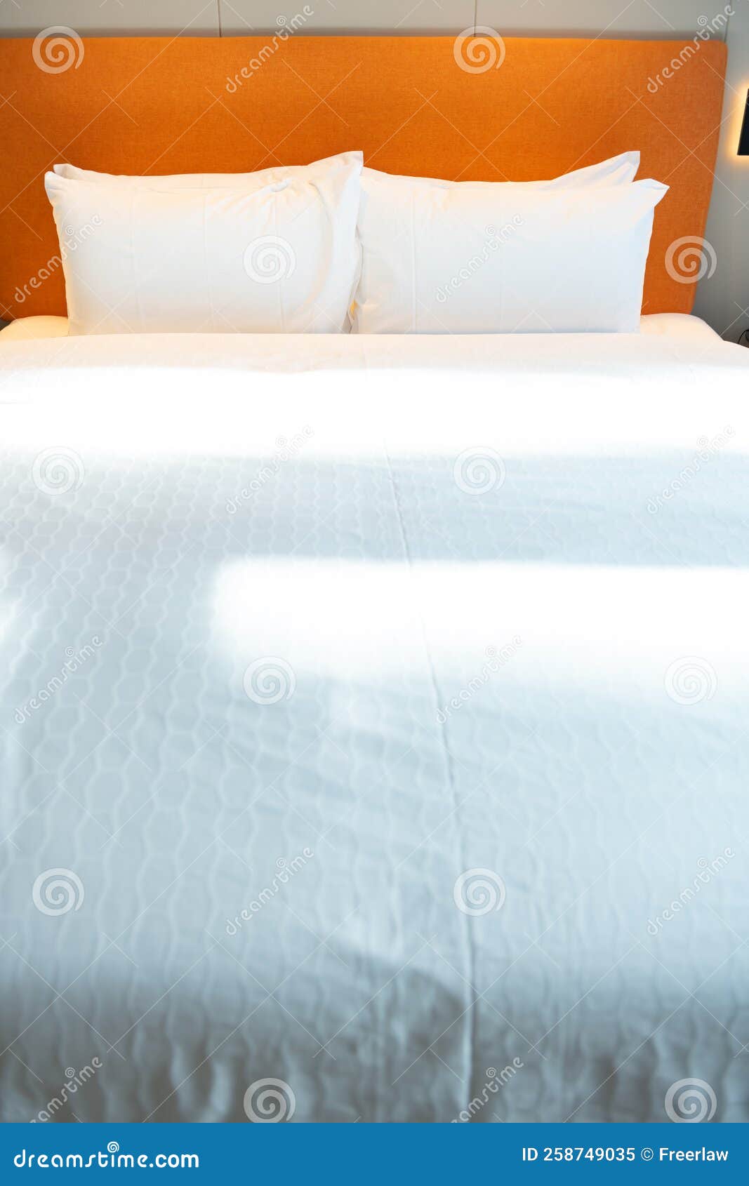 A Bed in a Hotel Room Vertical Composition Stock Image - Image of relax ...