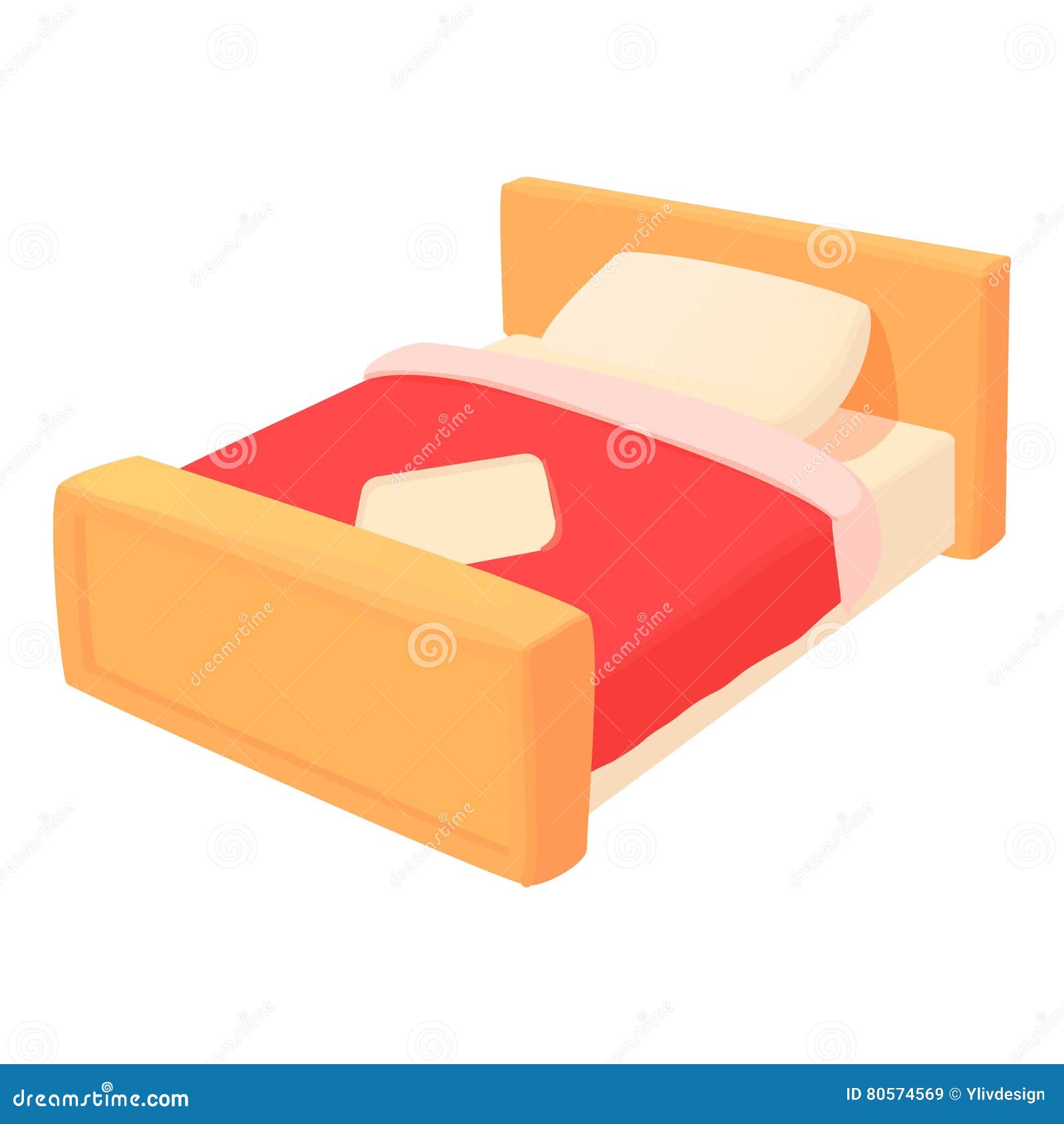 Bed icon, cartoon style stock vector. Illustration of relax - 80574569