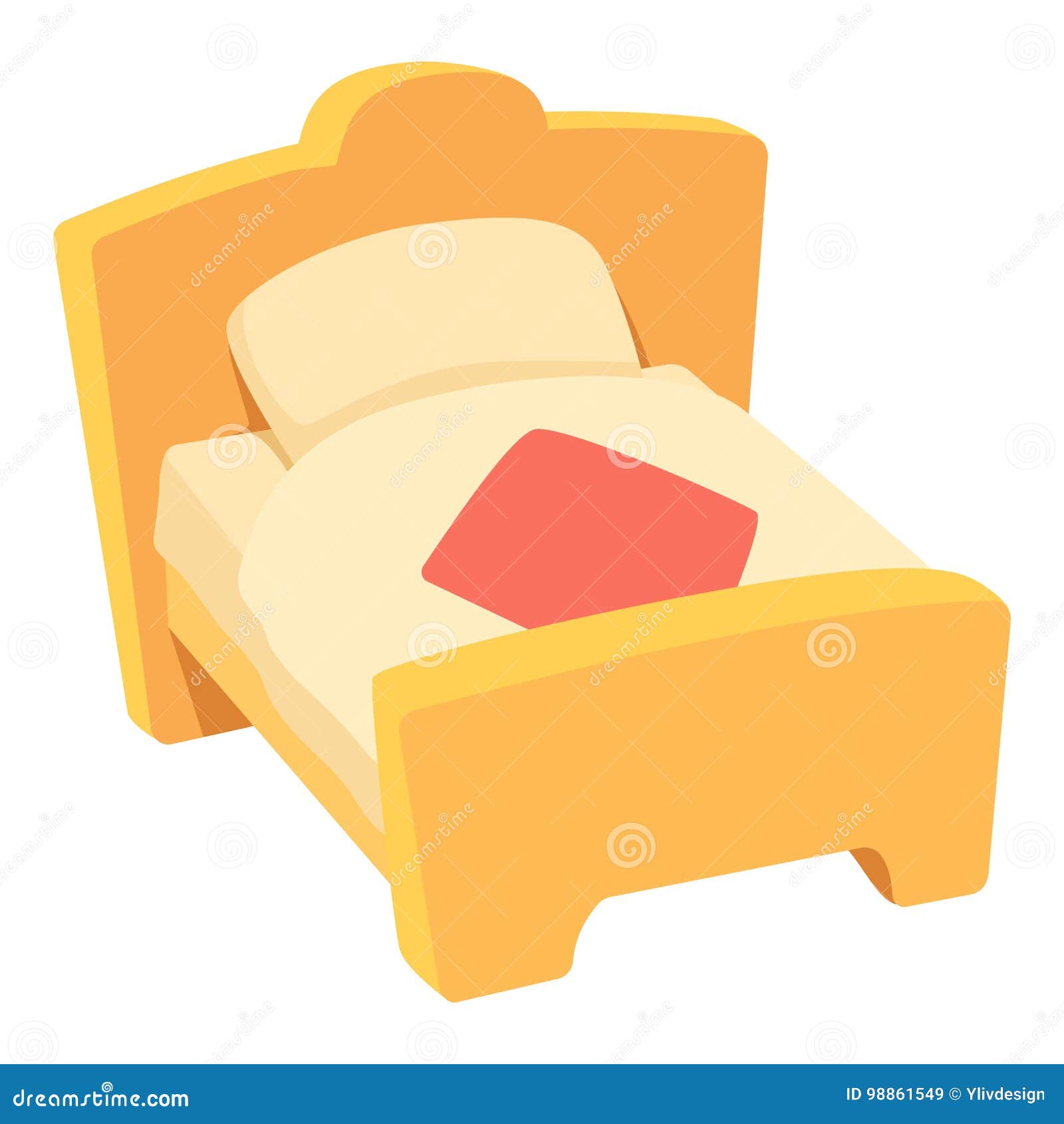 Bed icon, cartoon style stock vector. Illustration of duvet - 98861549