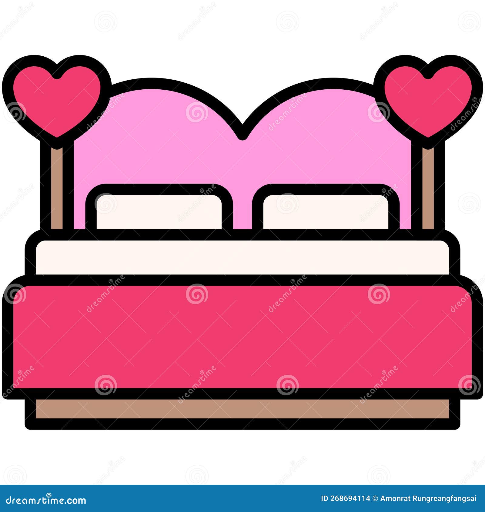 Bed Icon, Love and Heart Vector Stock Vector - Illustration of sleep ...