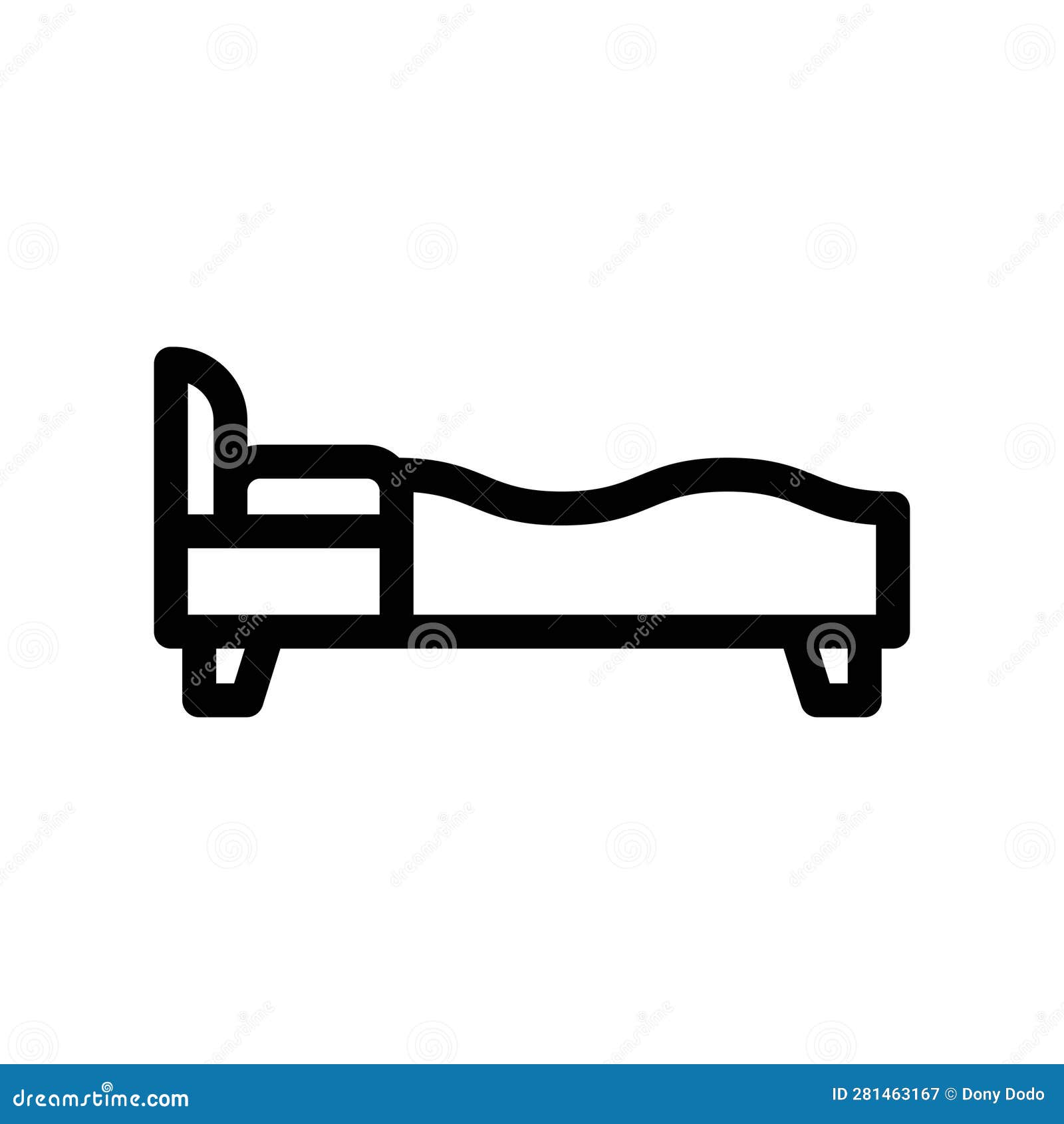 Bed Icon in Trendy Line Style Design. Vector Graphic Illustration. Bed ...