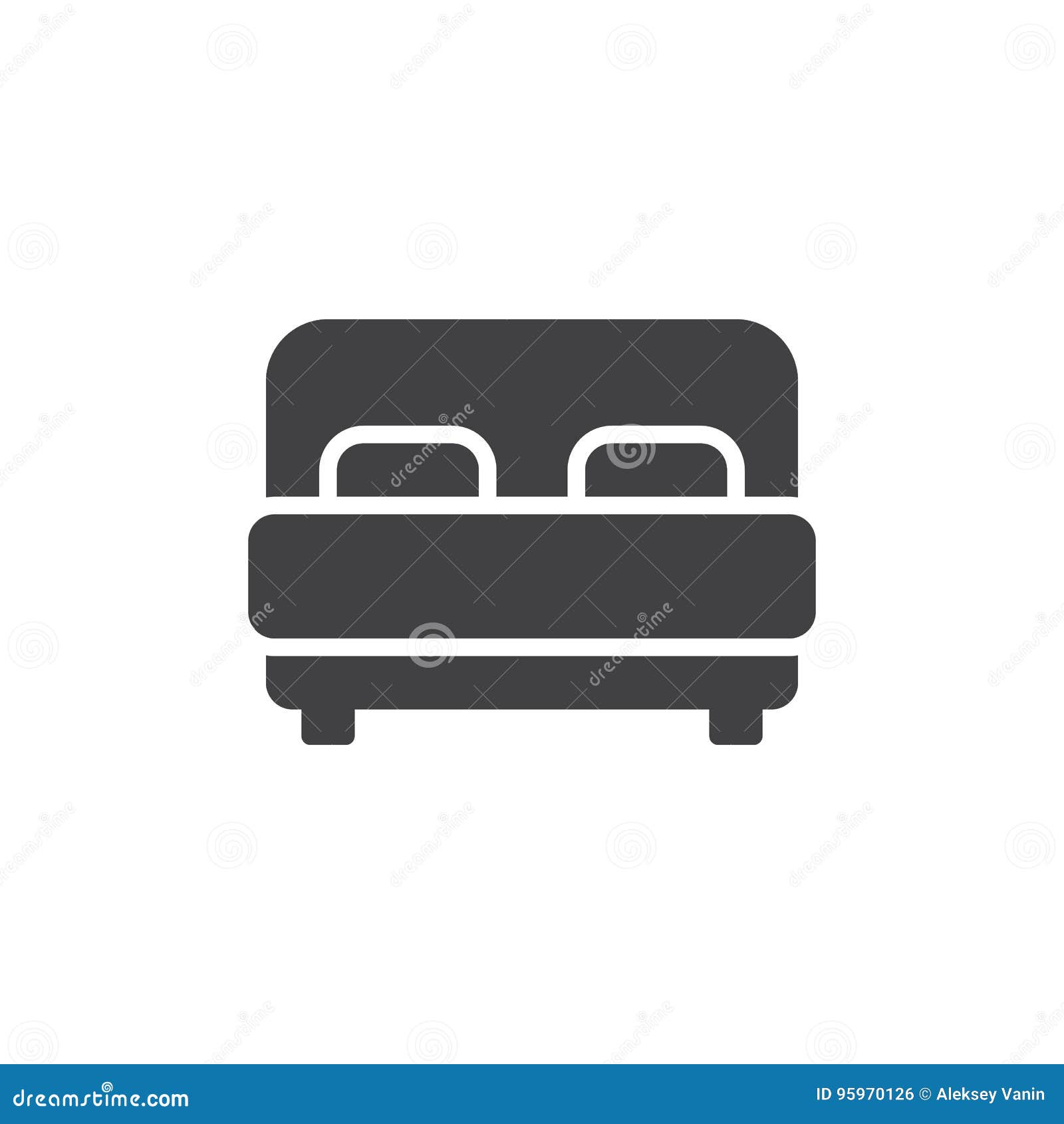 Bed Icon Vector, Filled Flat Sign, Solid Pictogram Isolated on White ...