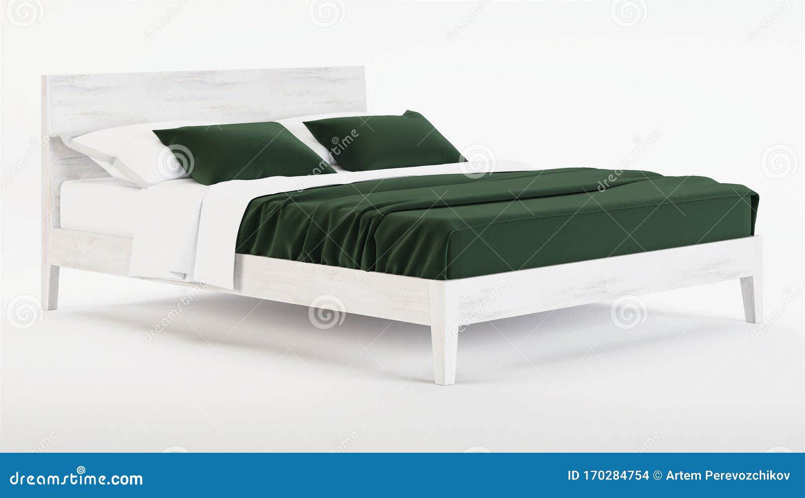 Bed Isolated on White Background. Stock Illustration - Illustration of ...