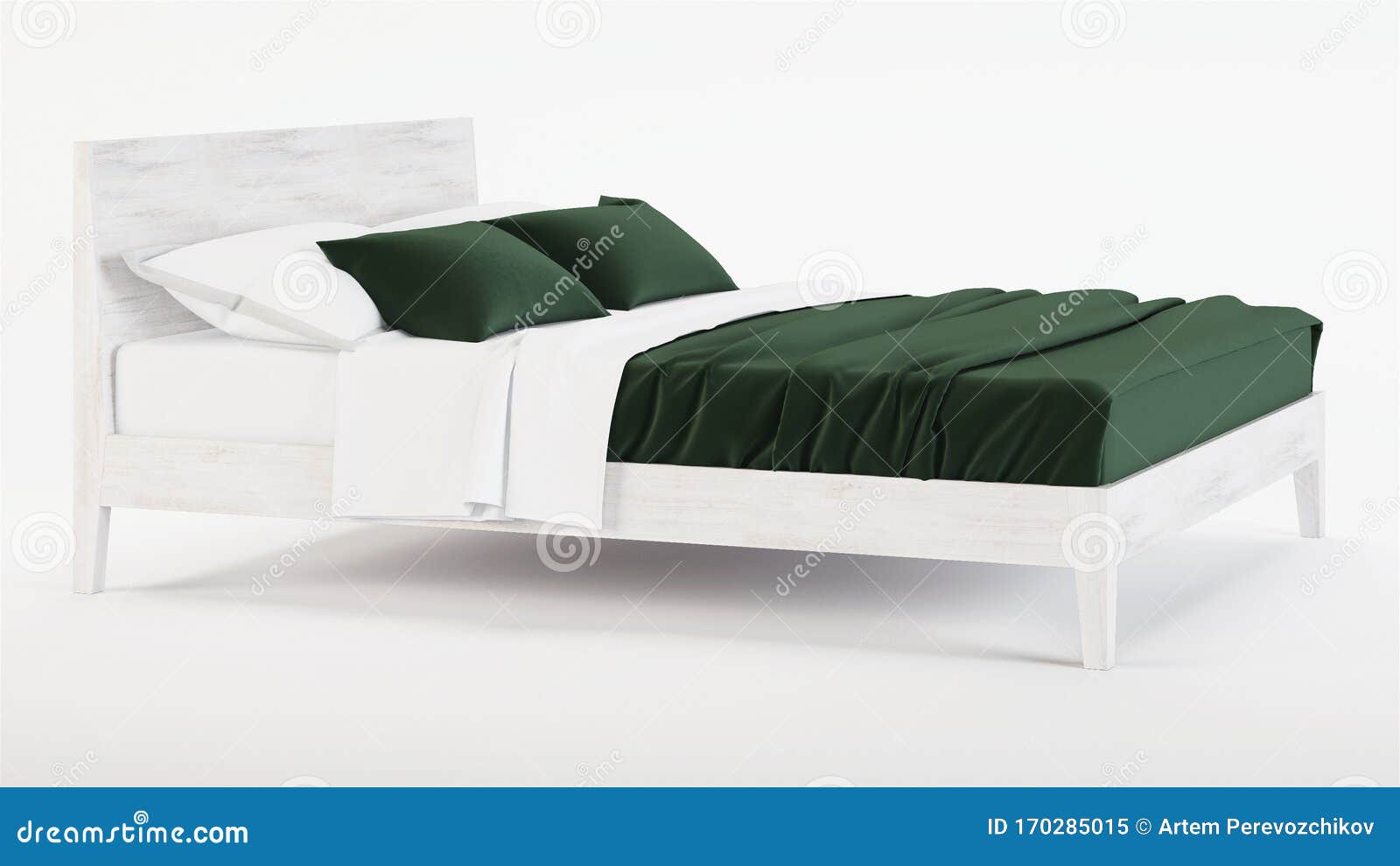 Bed Isolated on White Background. Stock Illustration - Illustration of ...