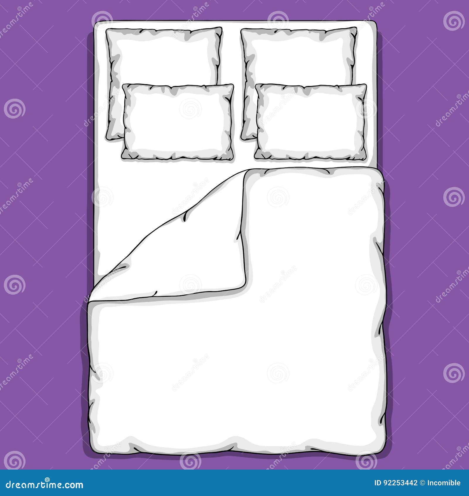 Bed Linen Template With Pillows, Duvet Cover And Sheet Vector ...