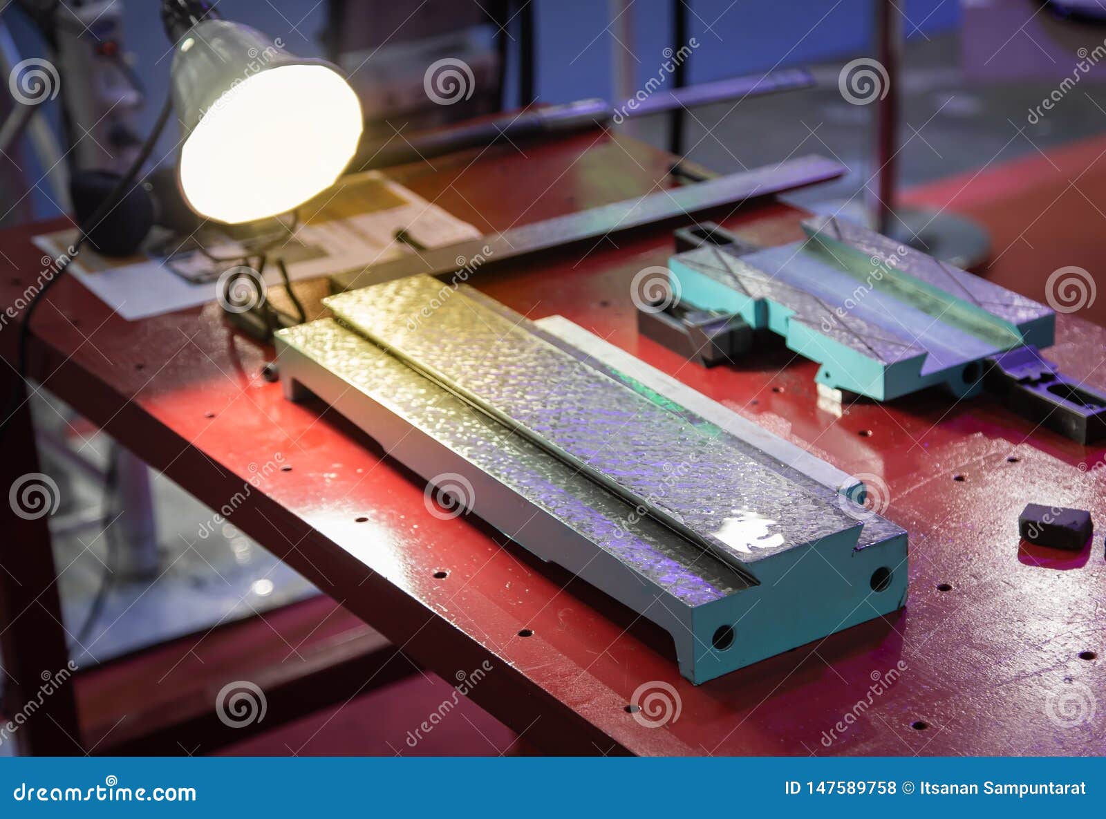 Bed Machine Slide Way Surface after Hand Scraping Stock Photo - Image ...