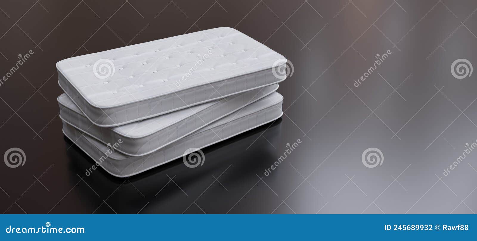 Bed Mattress Stack Isolated on Gray. Three Single Mattress White Color ...