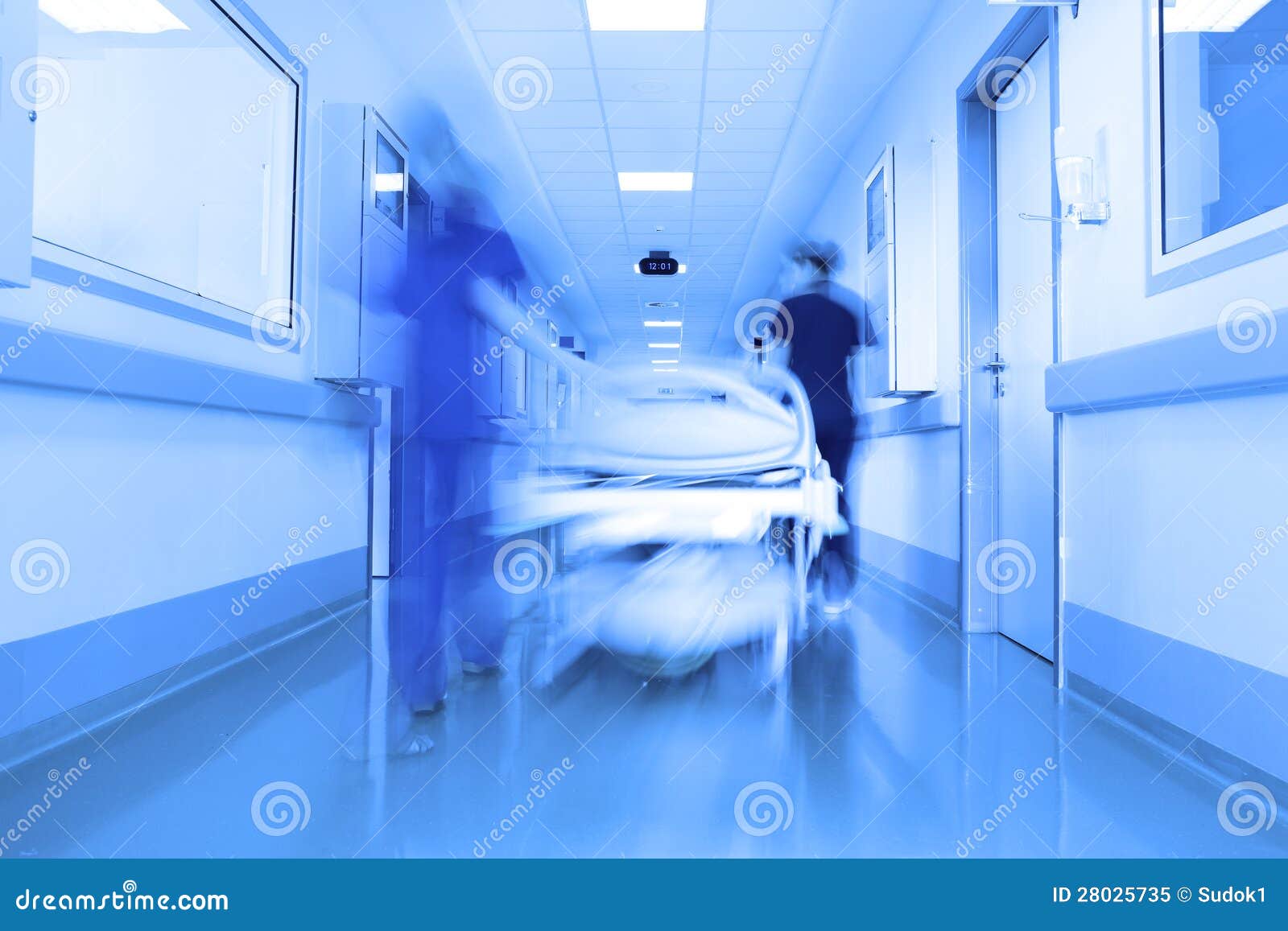 Bed in a Modern Clinic Corridor Stock Image - Image of clinical, modern ...