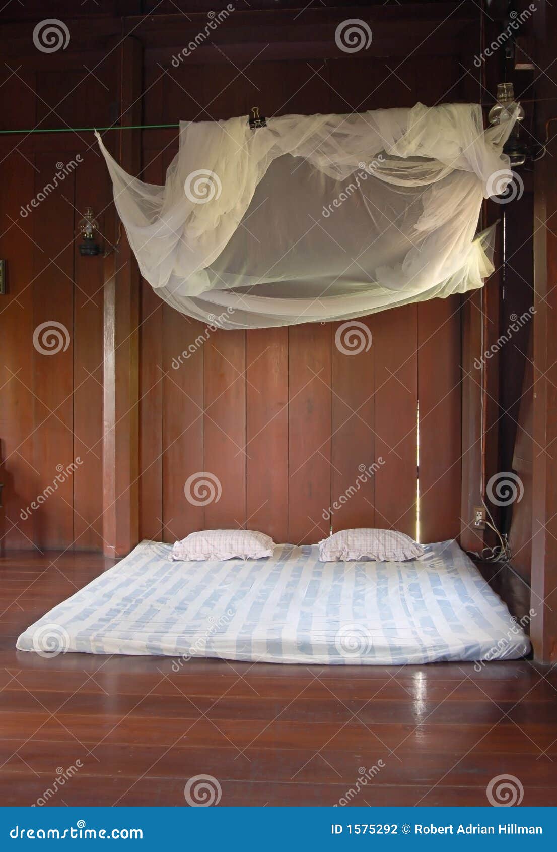 Bed and net stock photo. Image of bedroom, interior, house - 1575292