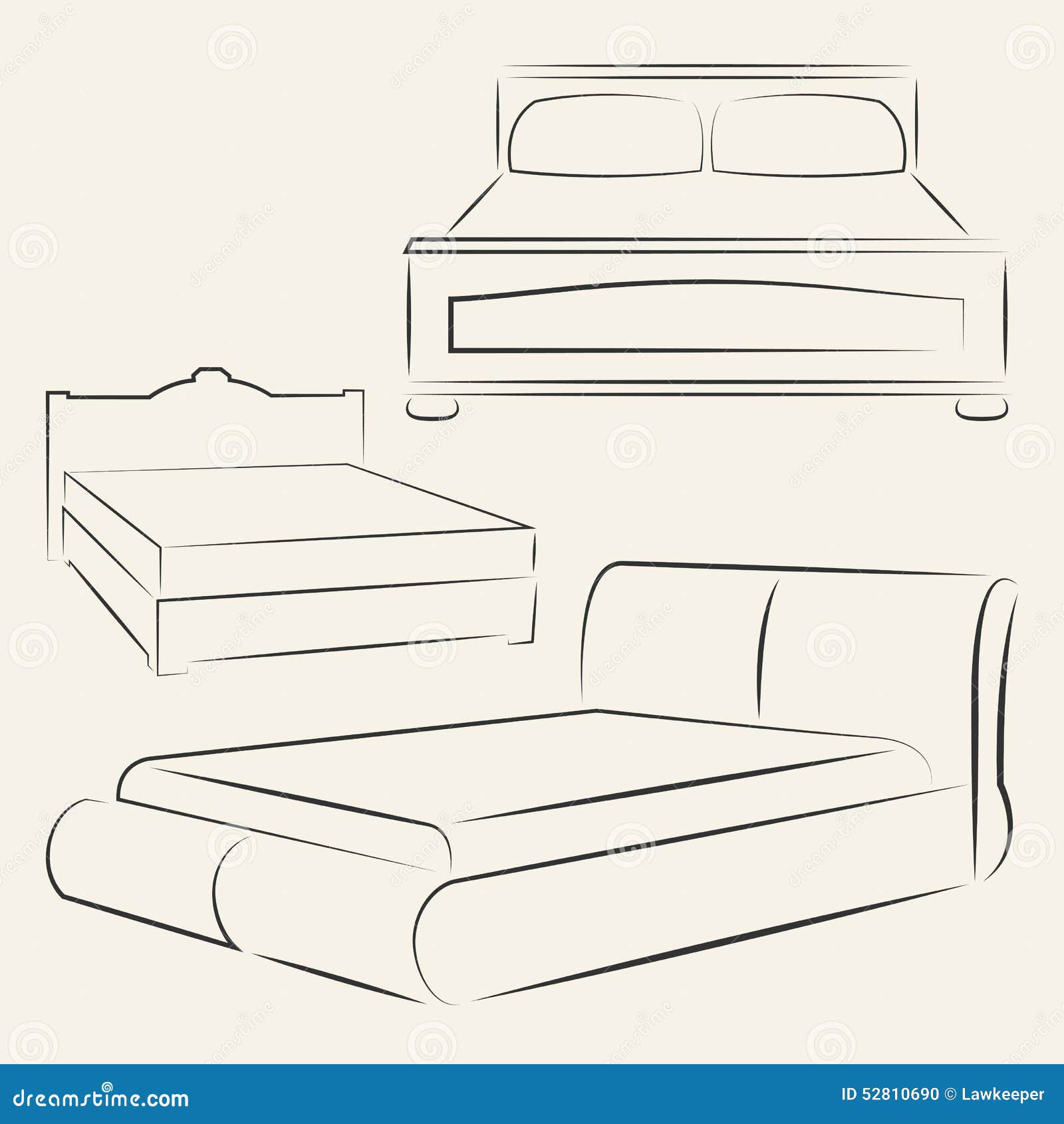 Bed outlines stock vector. Illustration of black, rest - 52810690