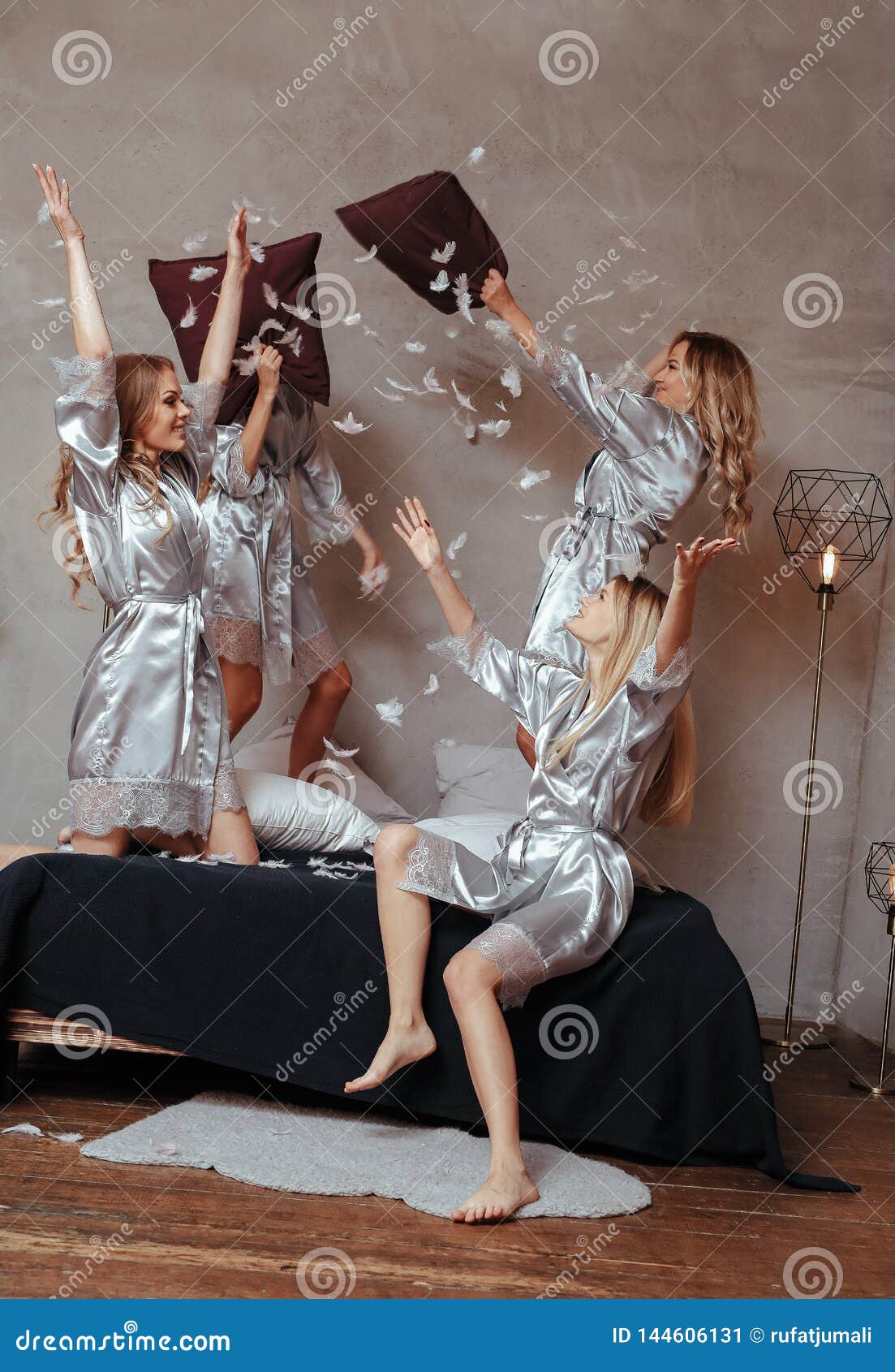 Pyjama party at home stock image. Image of fashion, nightwear - 144606131