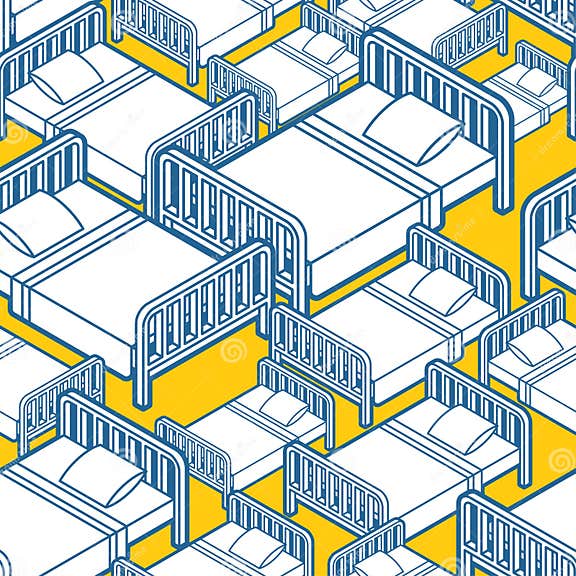 Bed Pattern Seamless. Bd with Blanket and Pillow Background Stock ...