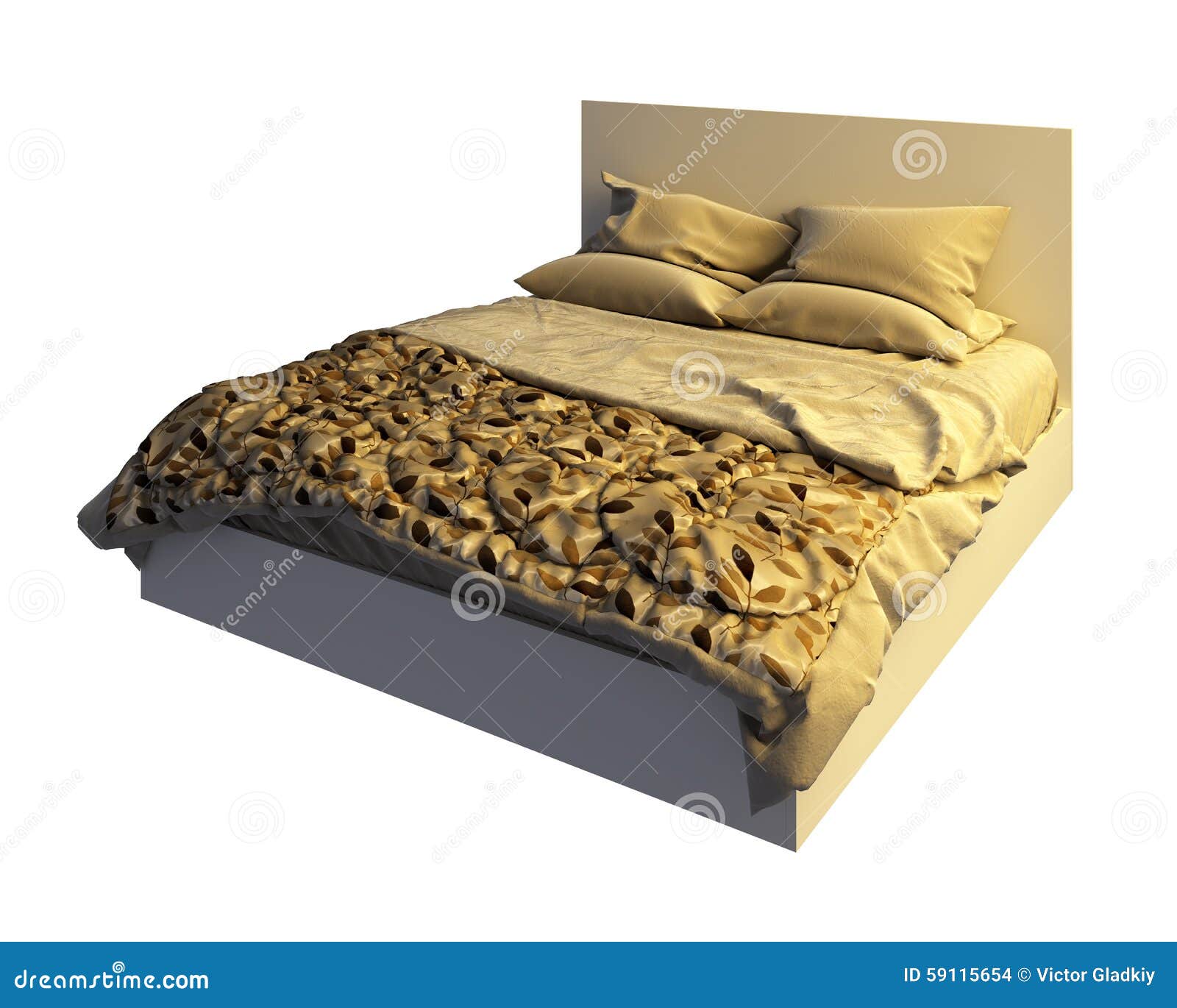 Bed Photorealistic Render Isolated on White Stock Illustration ...