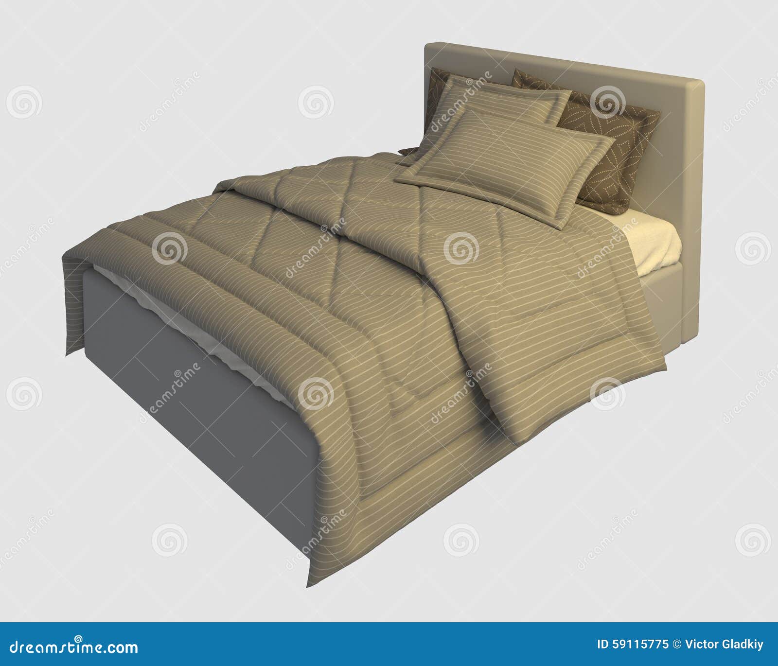 Bed Photorealistic Render Isolated on White Stock Illustration ...