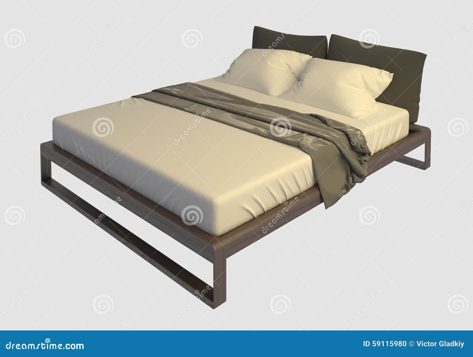 Bed Photorealistic Render Isolated on White Stock Illustration ...