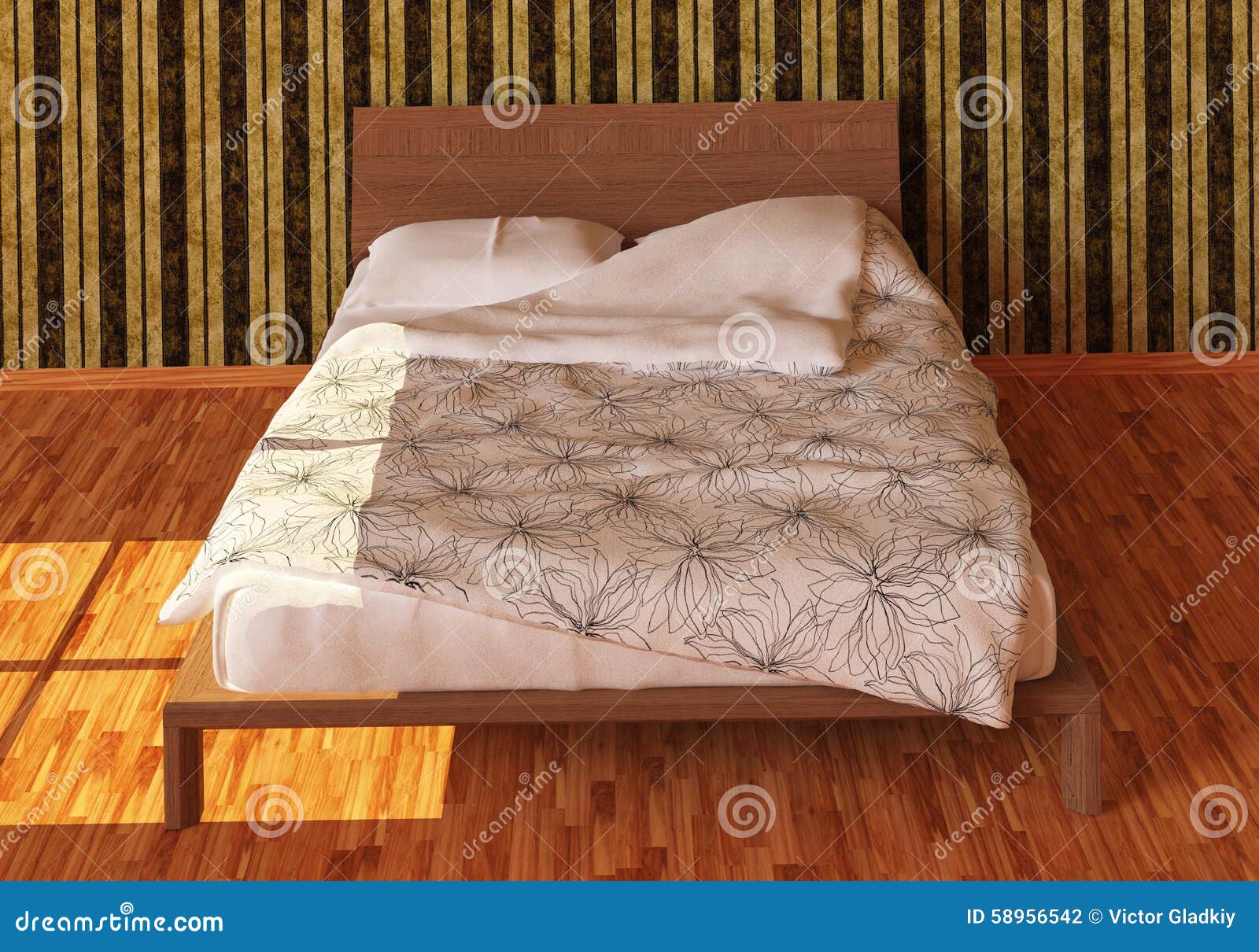 Bed Photorealistic Render stock photo. Image of background - 58956542