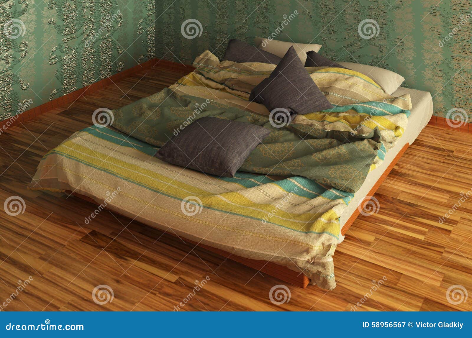 Bed Photorealistic Render stock illustration. Illustration of bedding ...
