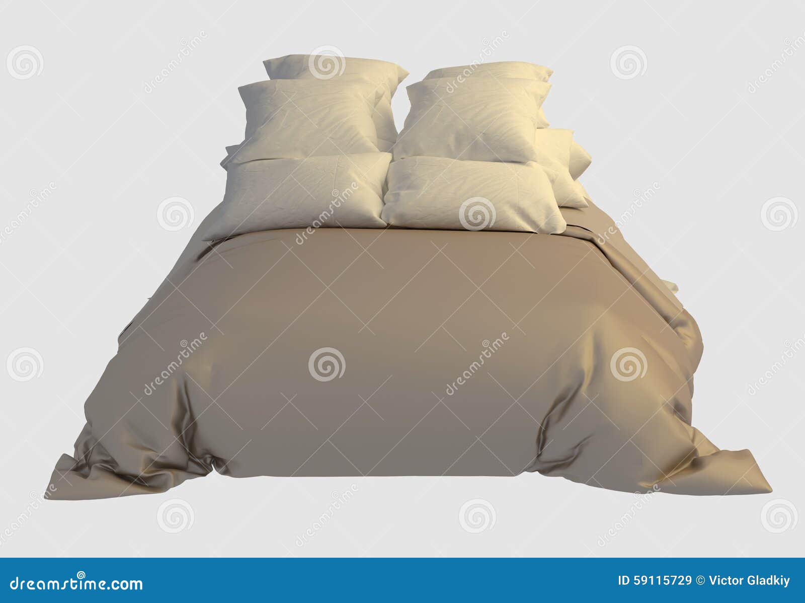 Bed Photorealistic Render on White Stock Illustration - Illustration of ...